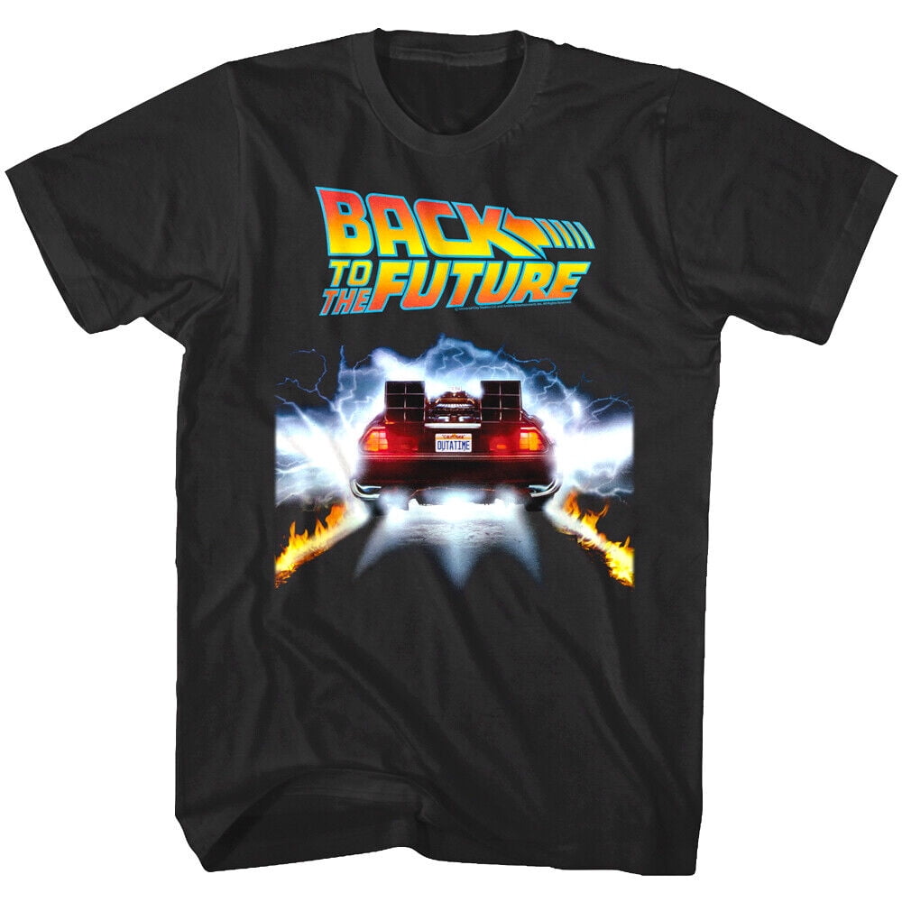 Back to The Future Flaming DeLorean Men's T Shirt Tail Lights Movie ...