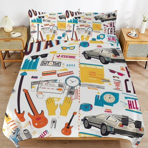 Back to The Future Paper Cut Illustration-1 3D Duvet Cover 3pcs Set ...