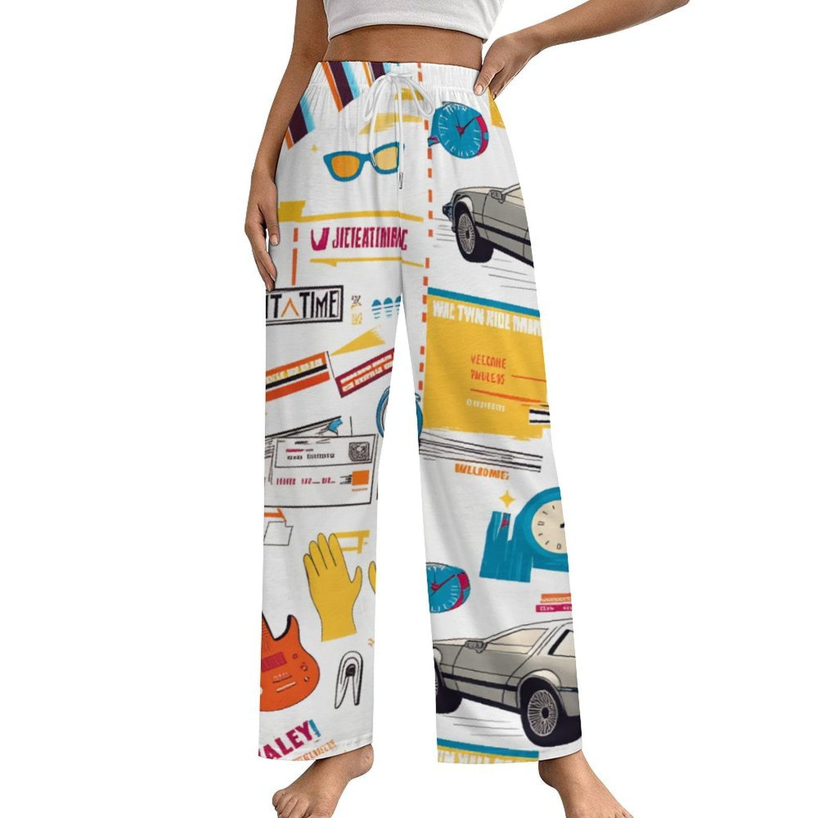 Back to The Future Paper Cut Illustration-1 Pajama Pants Loose Pajamas ...