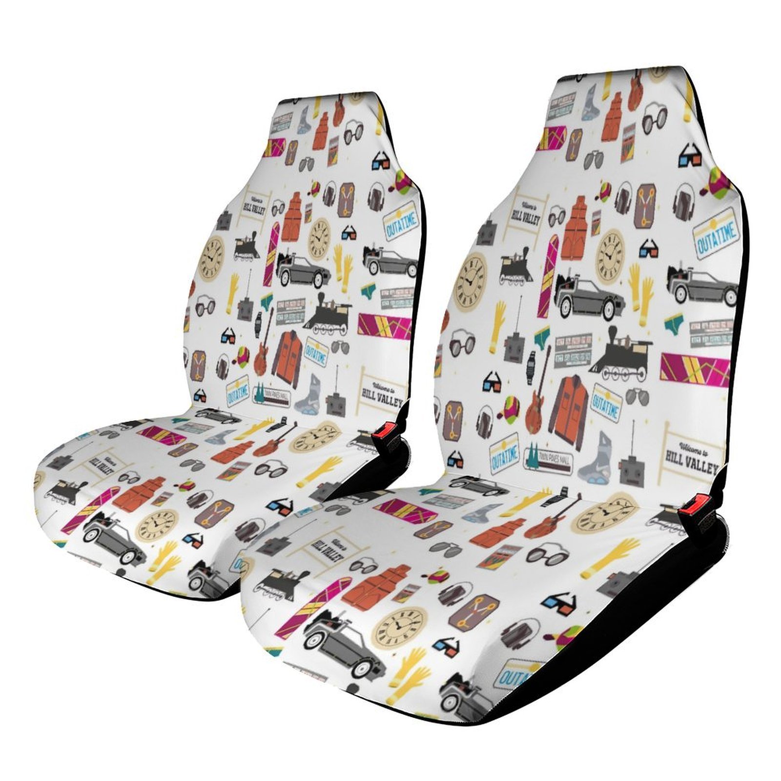 Back to The Future Paper Cut Illustration Car Seat Covers,Universal ...