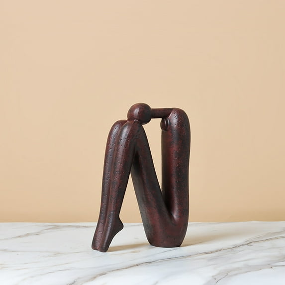 Back-to-back stick figure sculpture ornament, distressed retro style ...