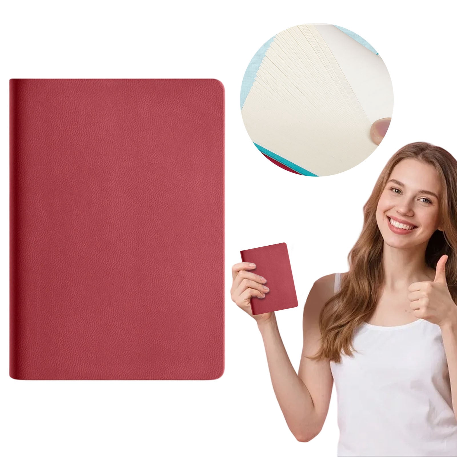 Back-to-schol!A7 100-Sheet 10-Color Leather Notebook, with Pen Case ...