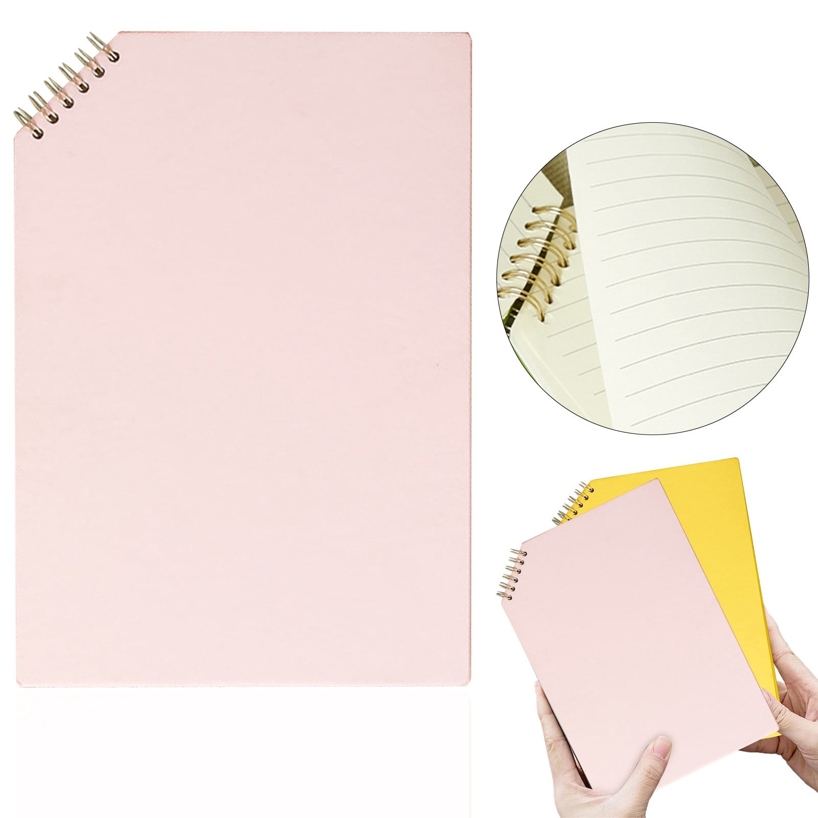 Back-to-schol!Pu Leather top-Spiral Notebook, B5 120 Lined Pages for ...