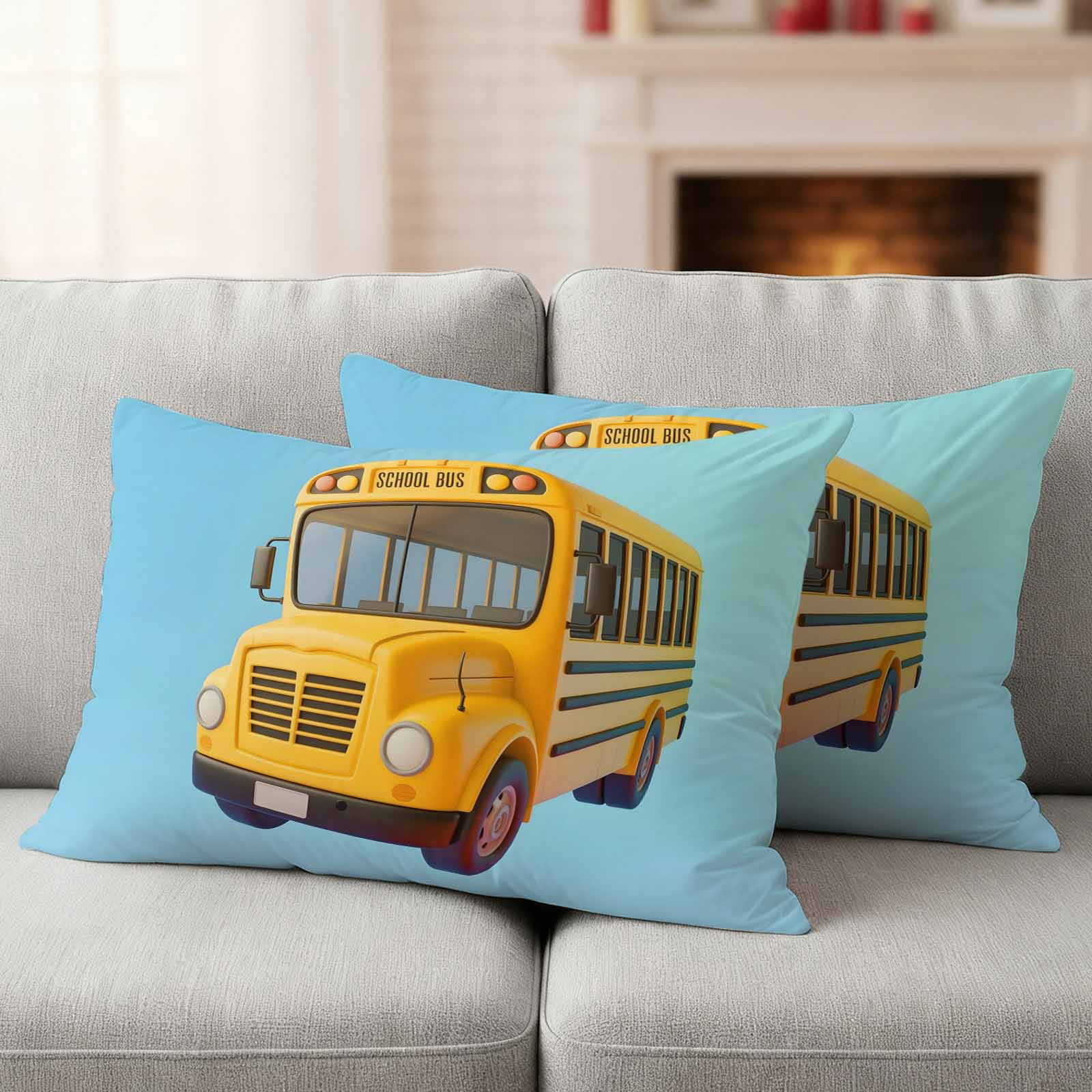 Back-to-school Season Waterproof Throw Pillow Covers Set of 2 Yellow ...