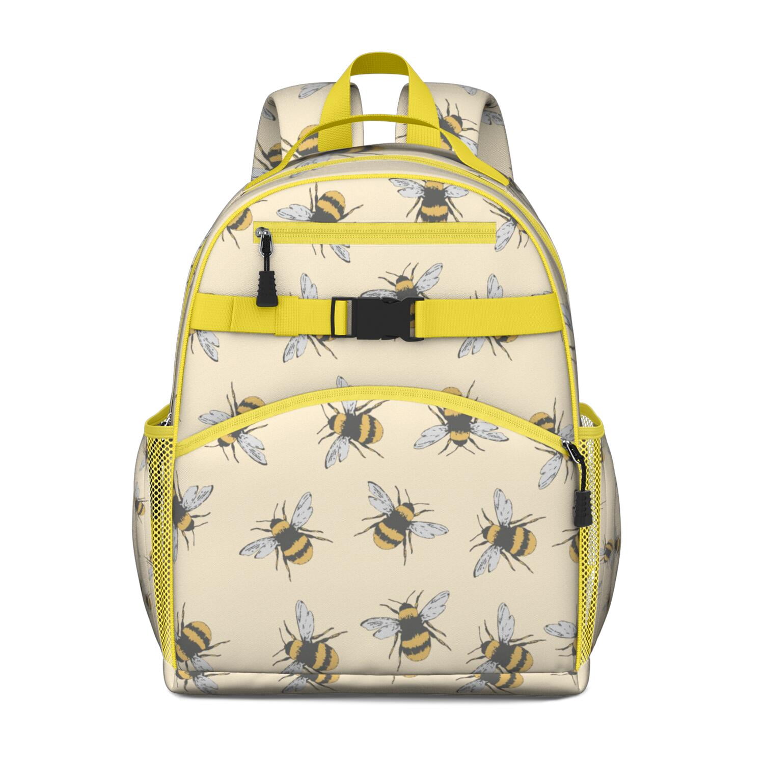 Back to school bee student backpack, colorful bee and floral motifs ...