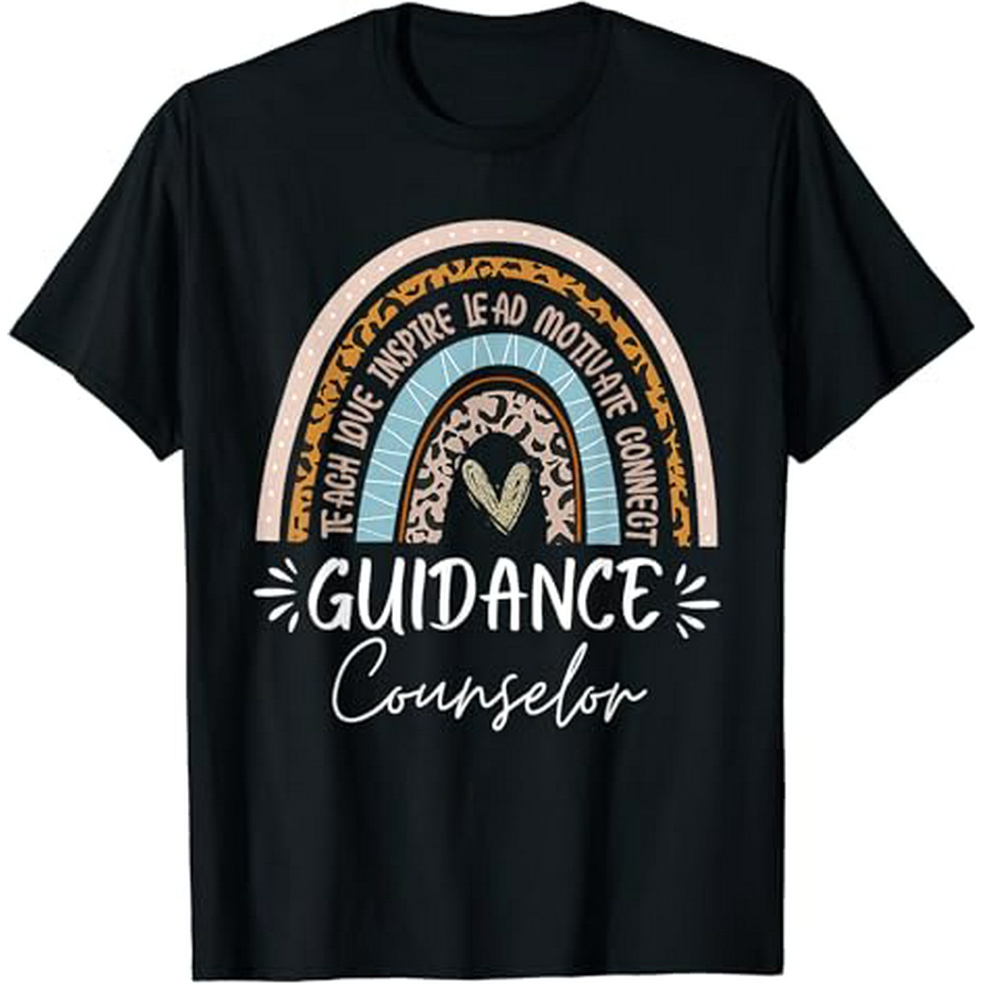 Back to school for Guidance Counselor leopard rainbow funny T-Shirt ...