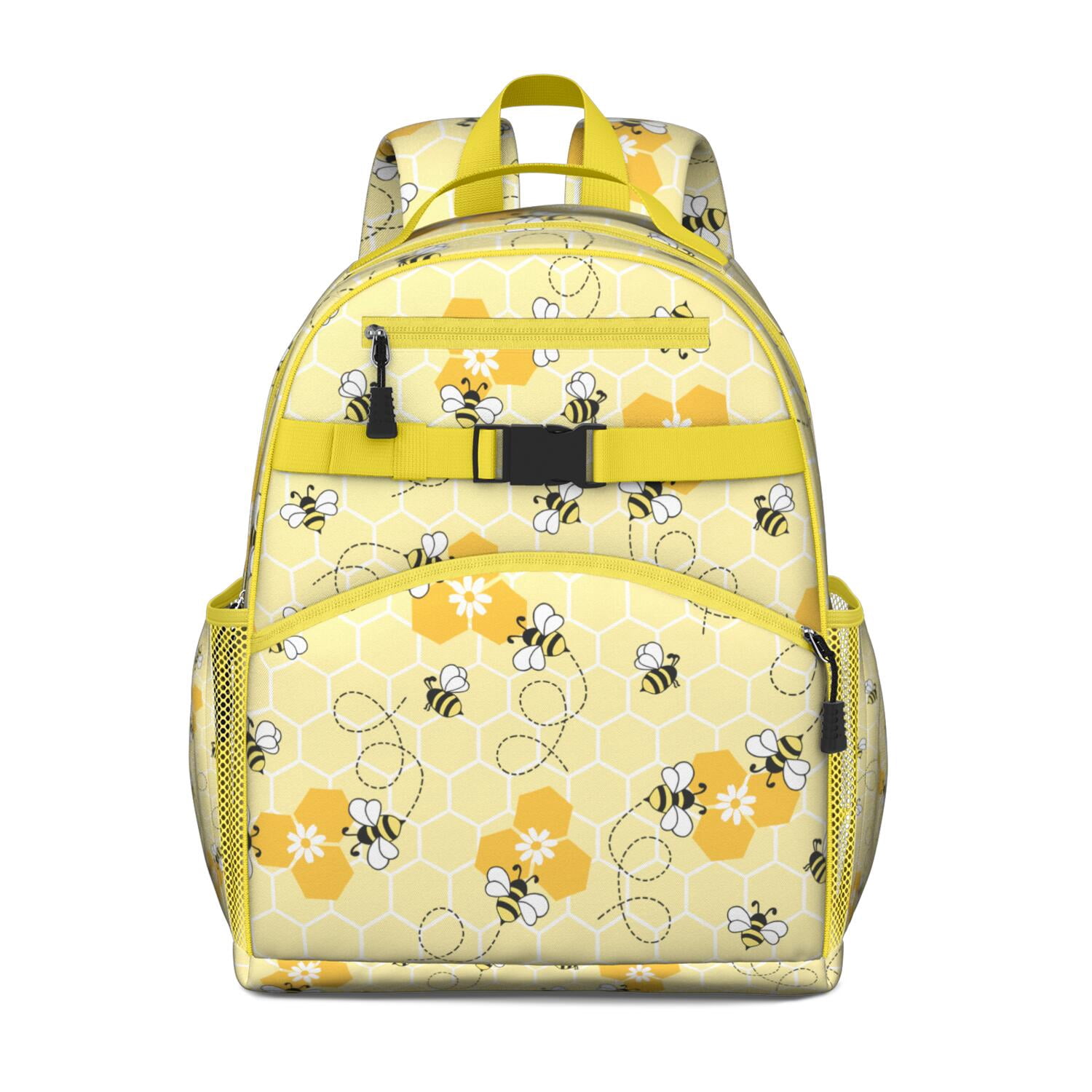 Back to school gift honeybee backpack, colorful bee and floral patterns ...