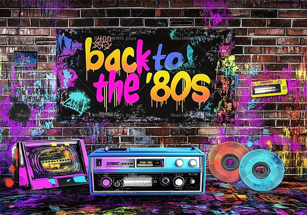 Back to the 80s Party Photography Backdrop Retro Club Neon Graffiti ...