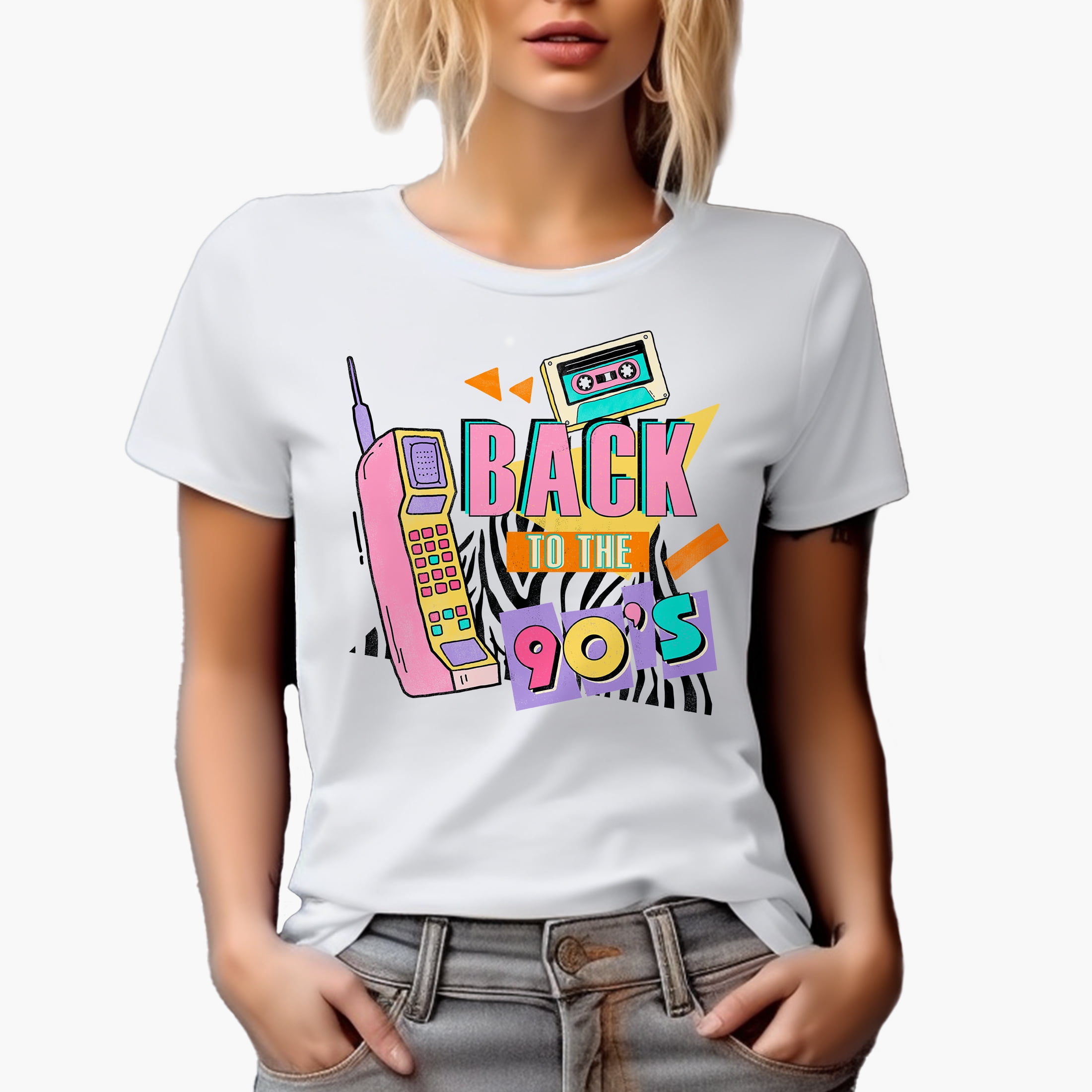 Back to the 90s, Retro Brick Cell Phone, Cassette Tape & Geometric ...