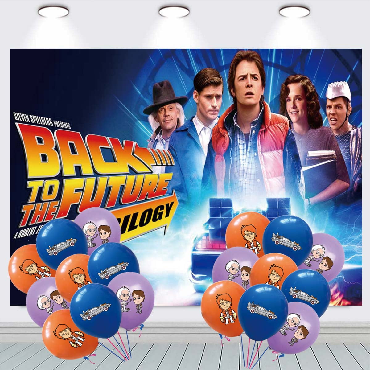 Back to the Future Backdrop Balloons Banner Party Decorations Taspestry ...