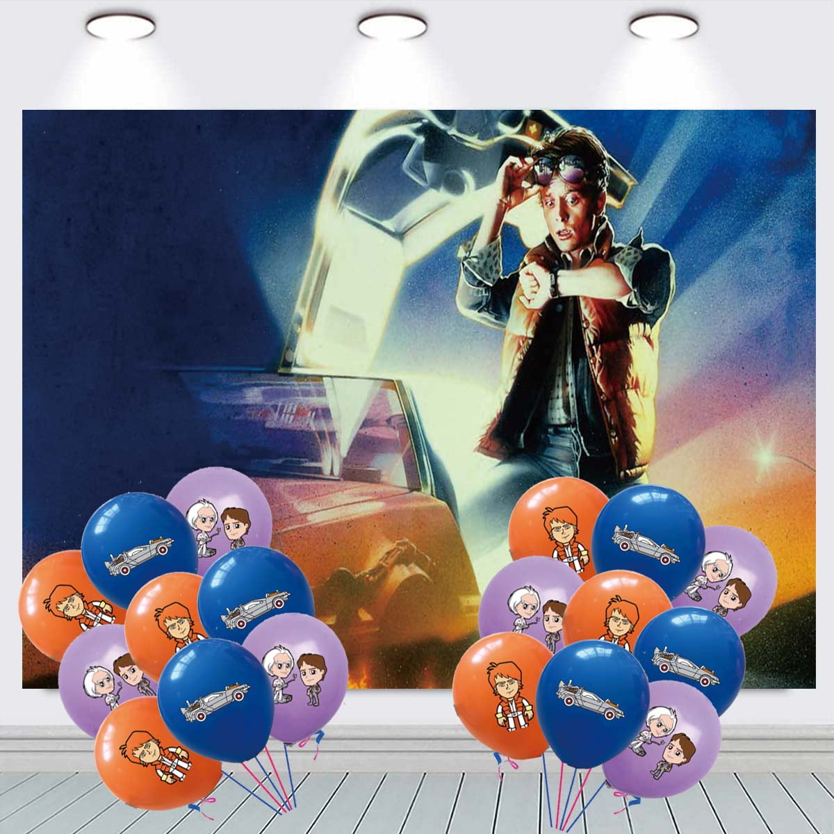 Back to the Future Backdrop Banner Balloons Party Decorations Supplies ...
