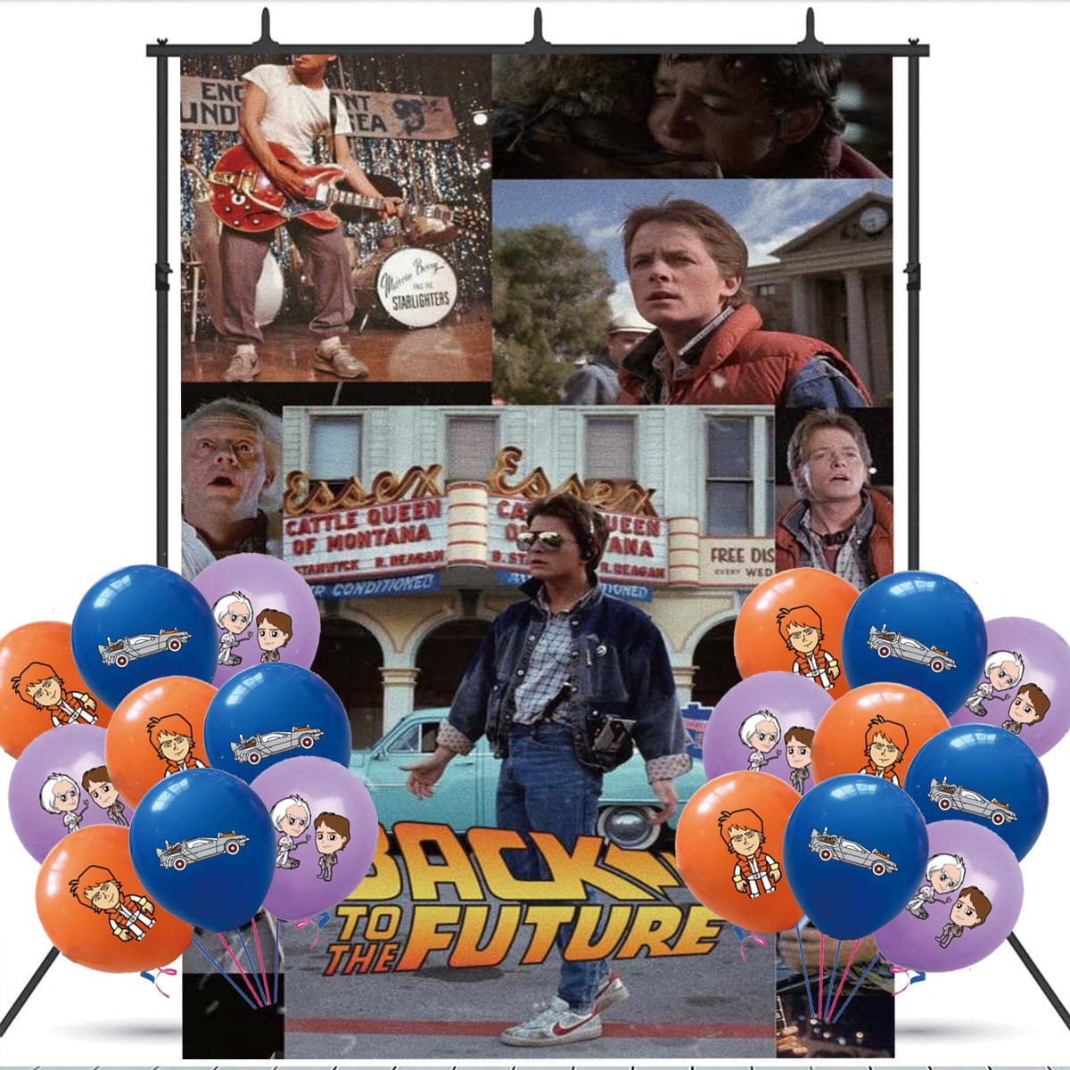 Back to the Future Banner Backdrop Background Birthday Balloons Party ...