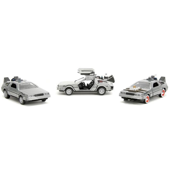 Back to the Future Delorean Set of Hollywood Rides Series 1 by 32 Scale ...