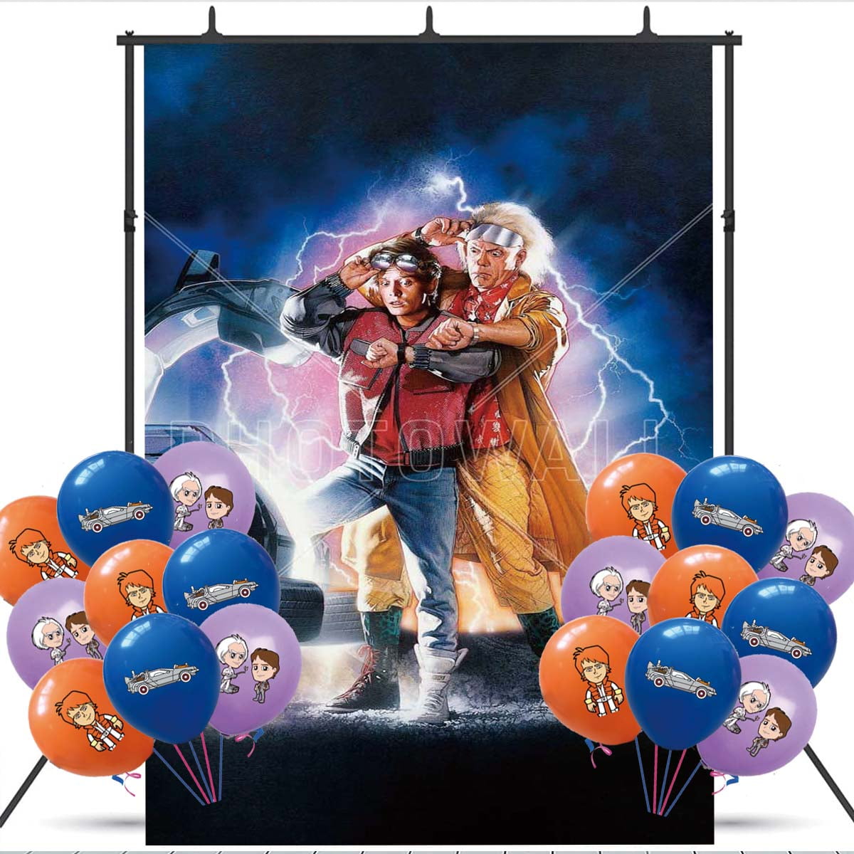 Back to the Future Party Decorations Backdrop Banner Balloons Taspestry ...