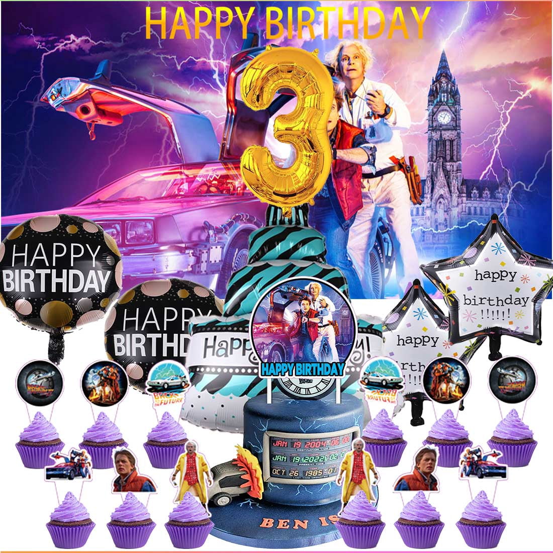 Back to the Future Party Supplies Decor 3rd Kit Balloons Birthday Cake ...
