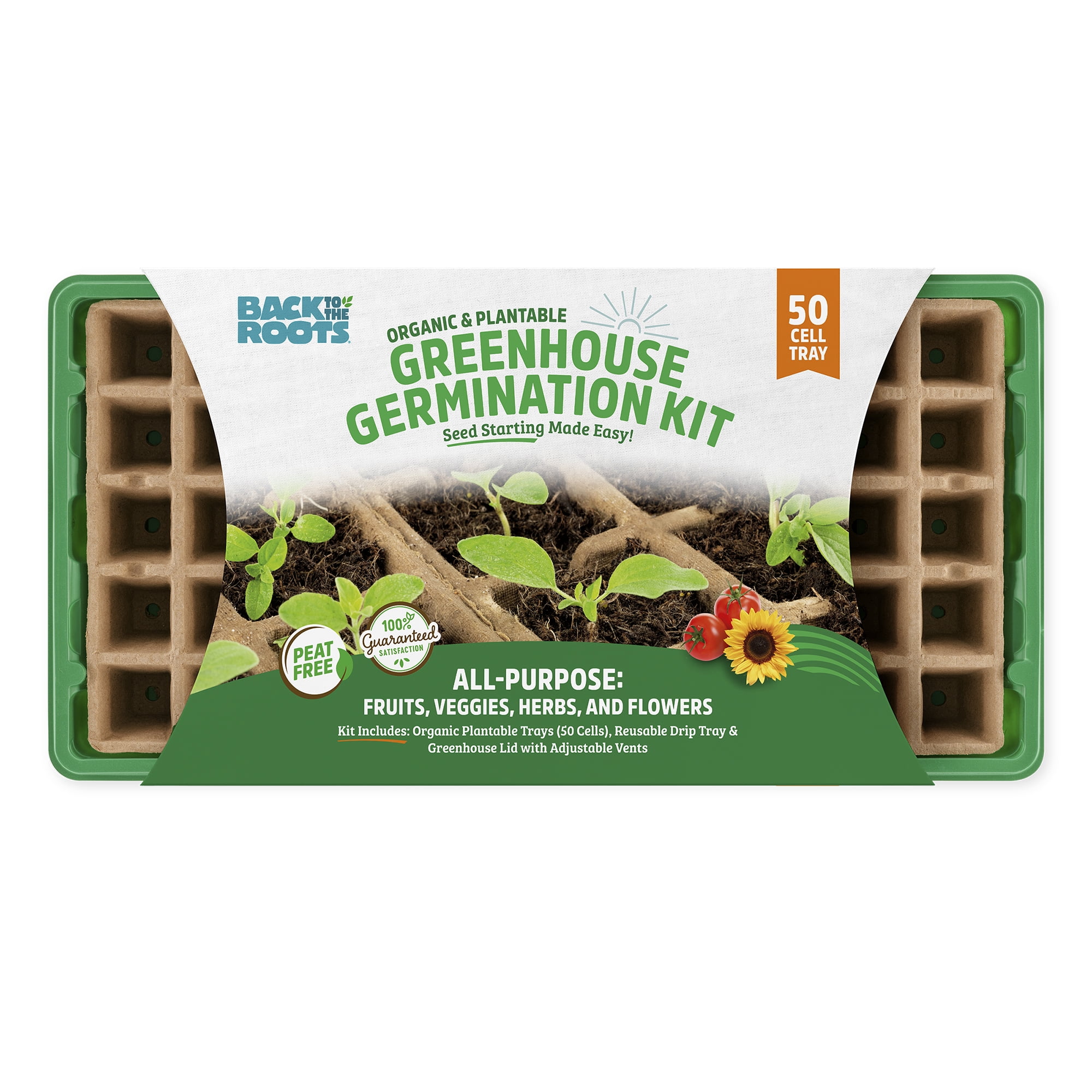 Back to the Roots Germination Kit with 50 Cell Plantable Tray, Reusable ...