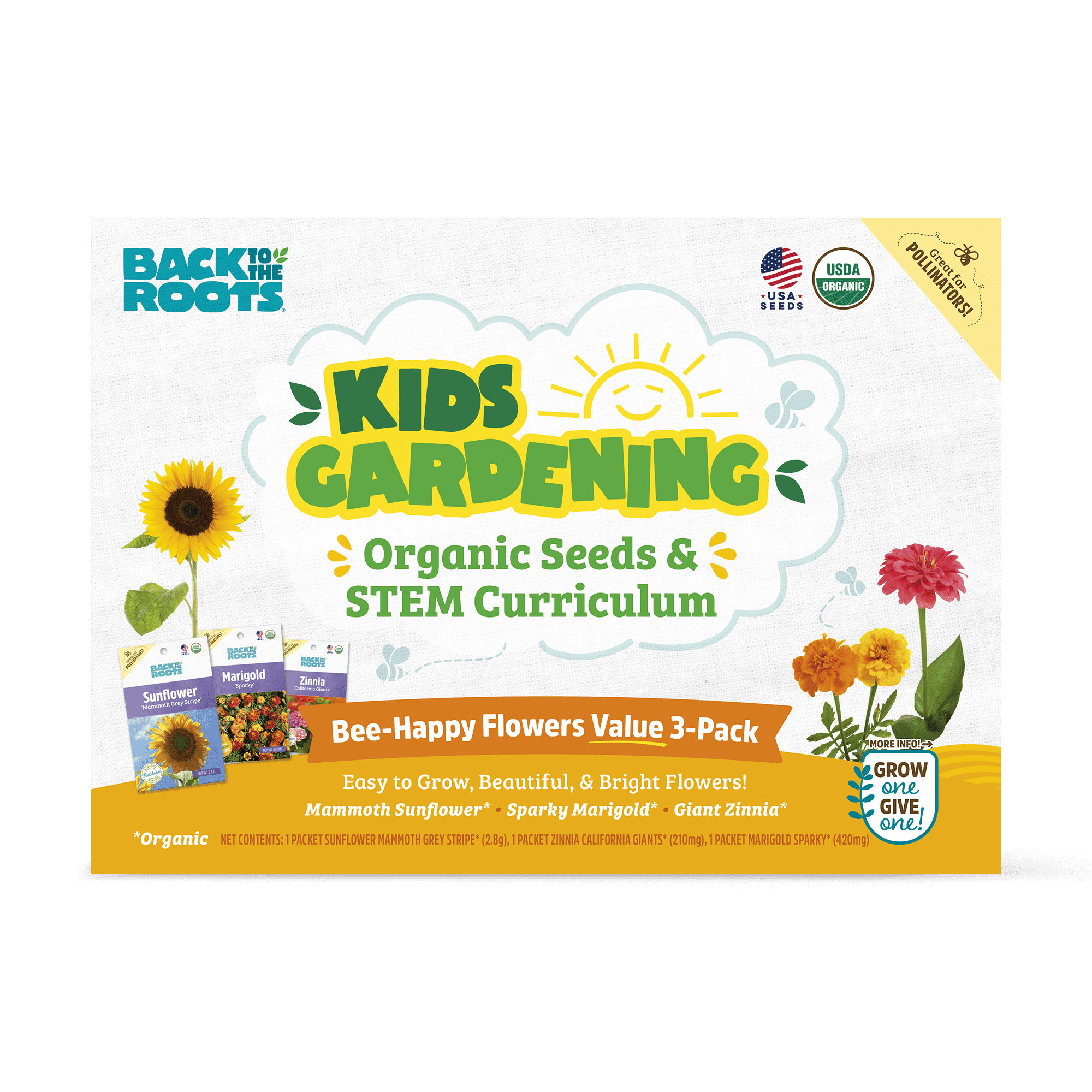 Back to the Roots Kids Gardening Organic Flower Seeds and STEM ...