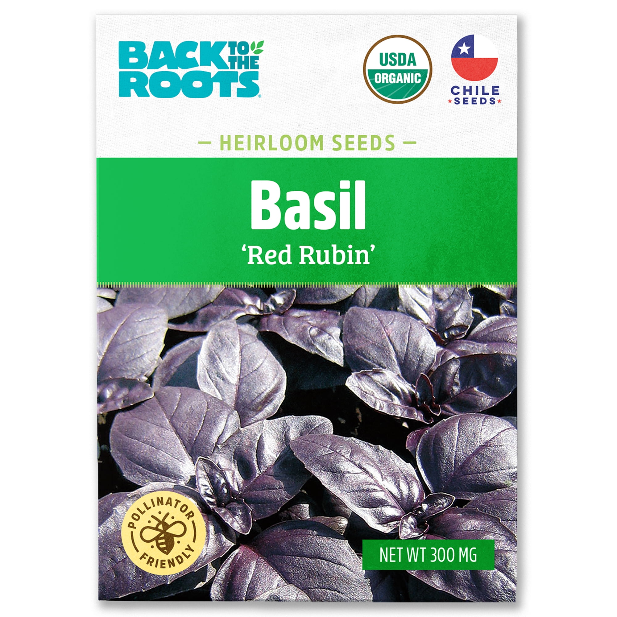 Back to the Roots Organic Red Rubin Basil 1 Seed Packet Heirloom ...