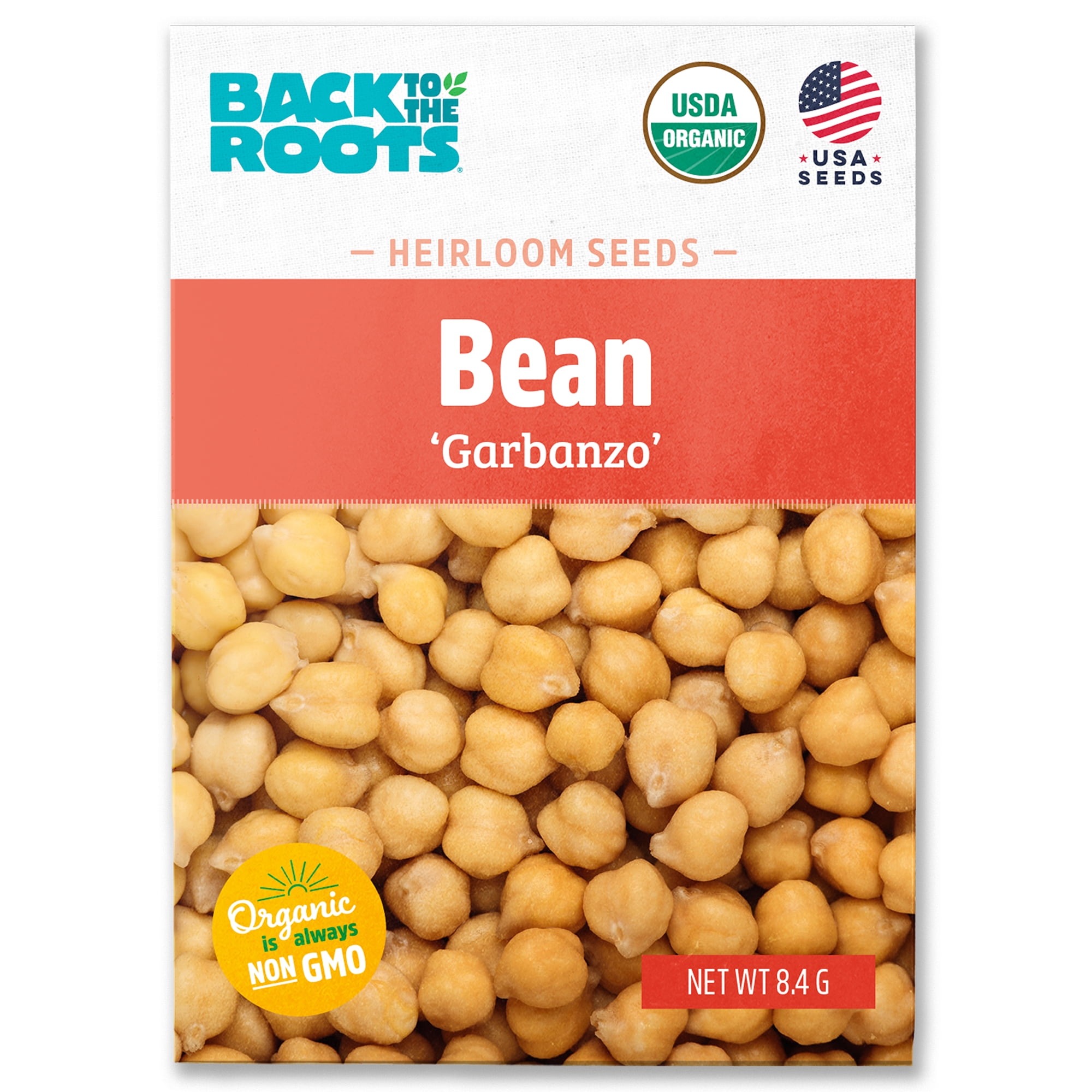 Back to the Roots Organic Bean 'Garbanzo', 1 Seed packet - Walmart.com