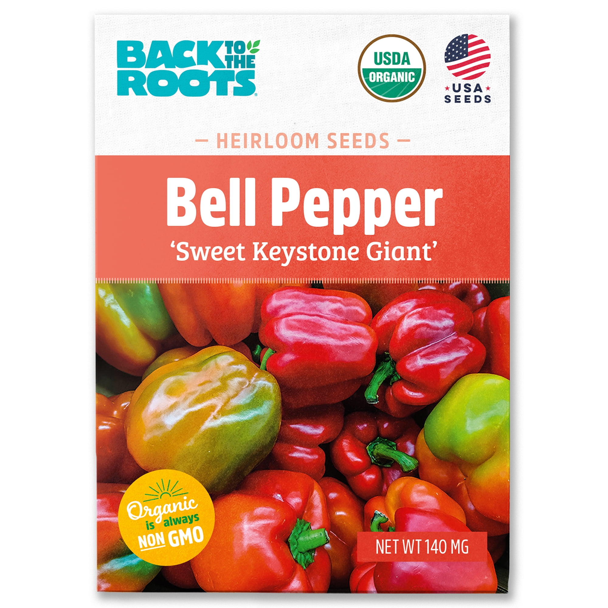 Back to the Roots Organic Bell Pepper 'Keystone Giant', 1 Seed packet ...