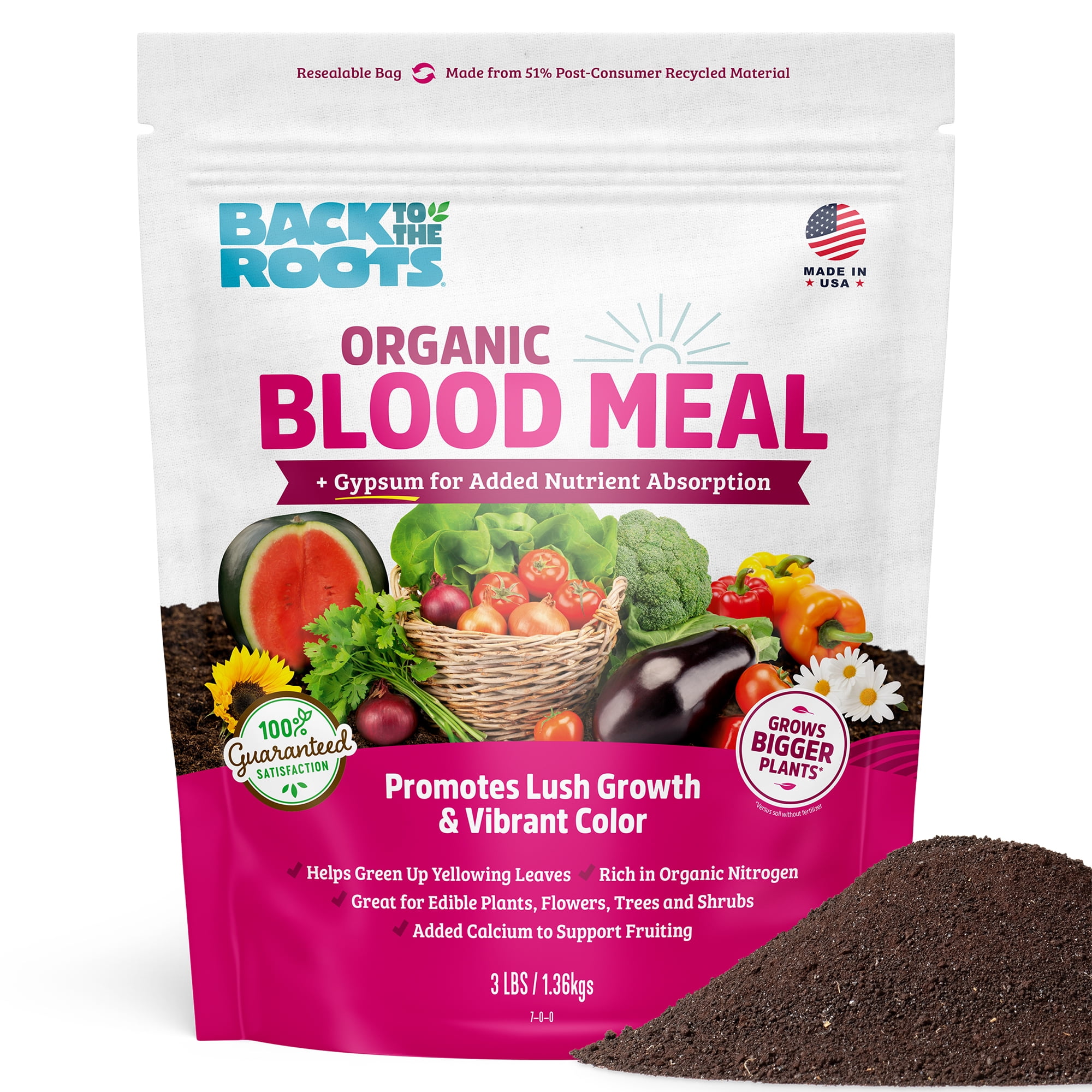 Back to the Roots Organic Blood Meal Plus Gypsum for Nutrient ...