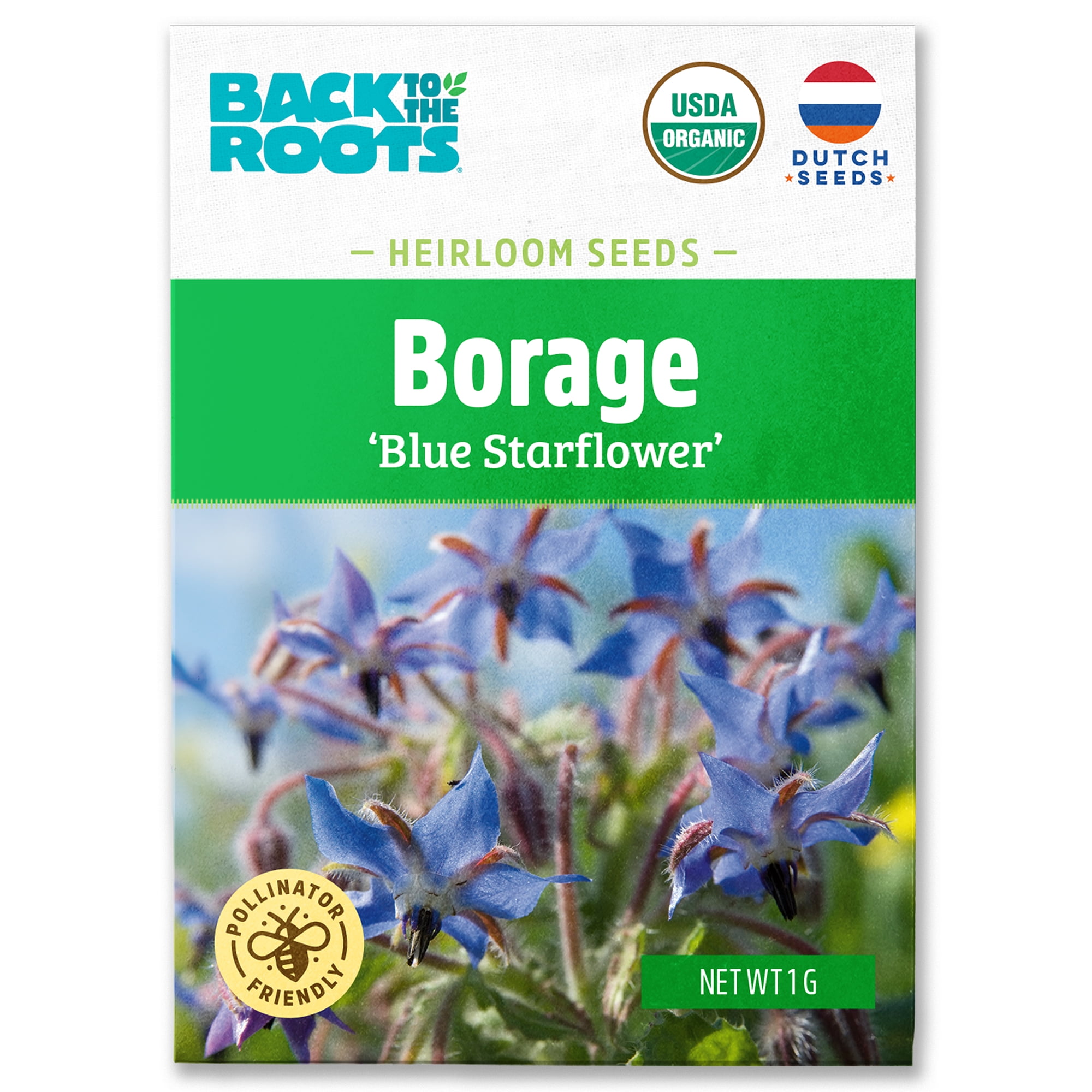 Back to the Roots Organic Borage 'Blue Starflower' Seed Packet, V A R I ...