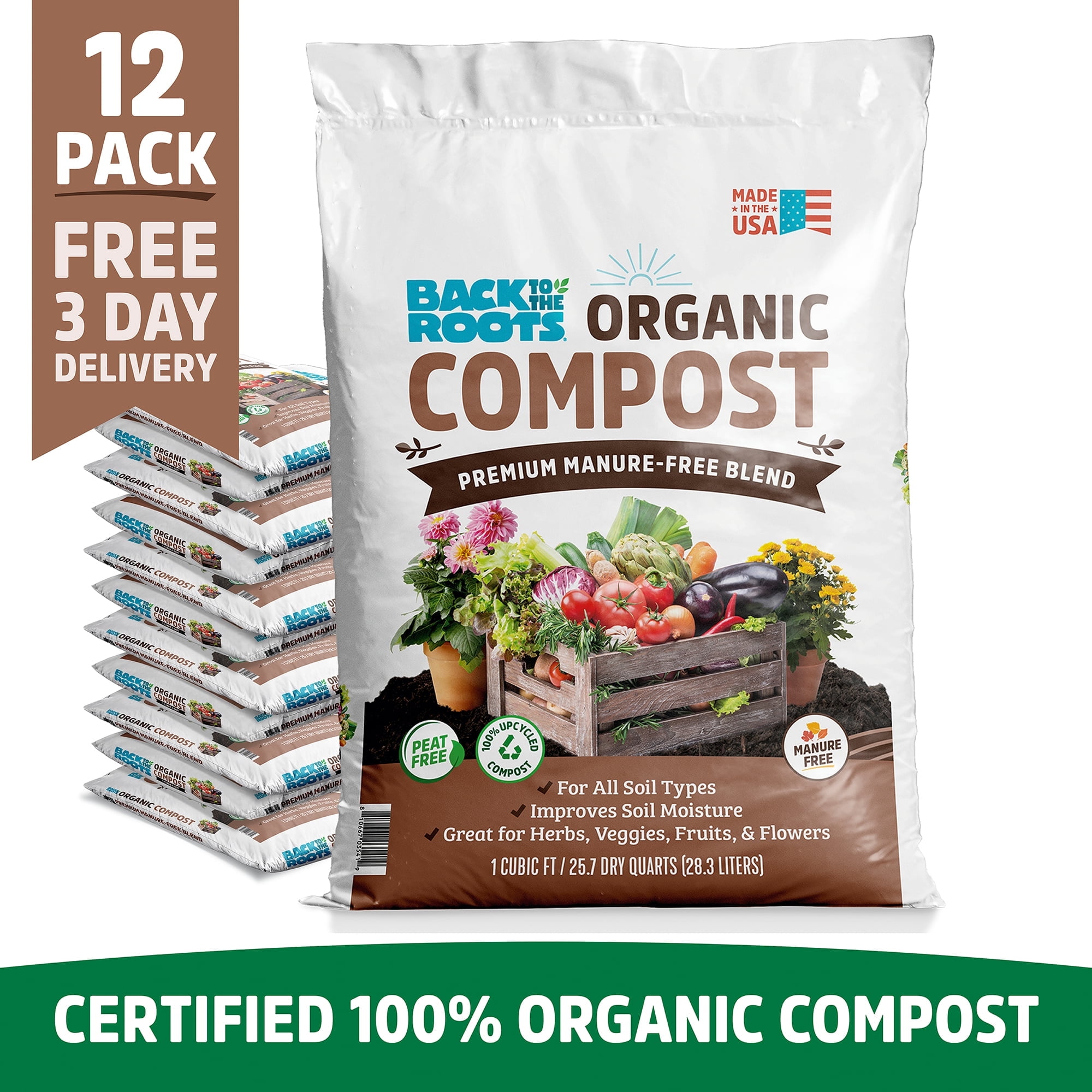 Back to the Roots Organic Compost Soil (12 1 cu.ft.) - Walmart.com