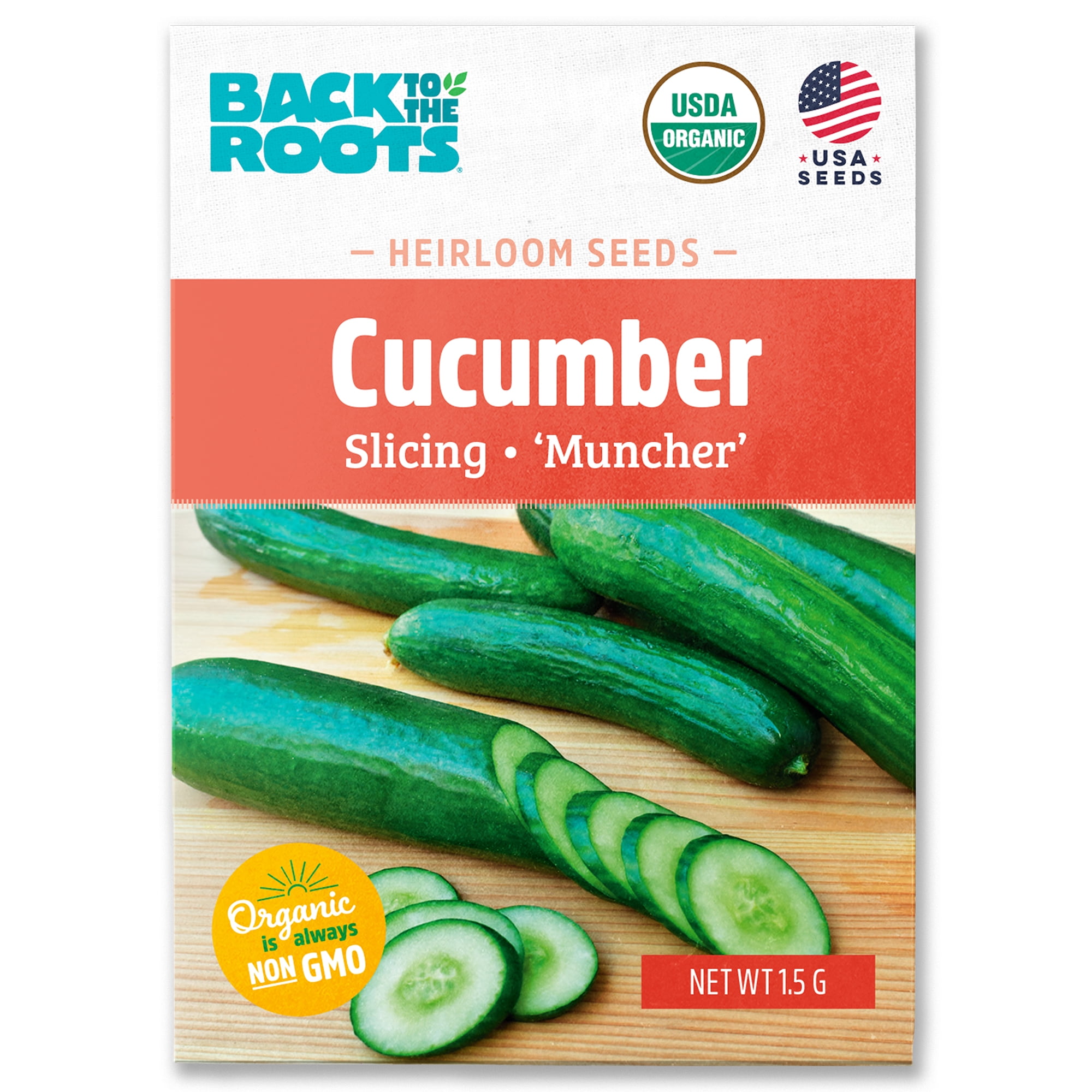 Back to the Roots Organic Muncher Slicing Cucumber Seed Packet 9 Inch ...