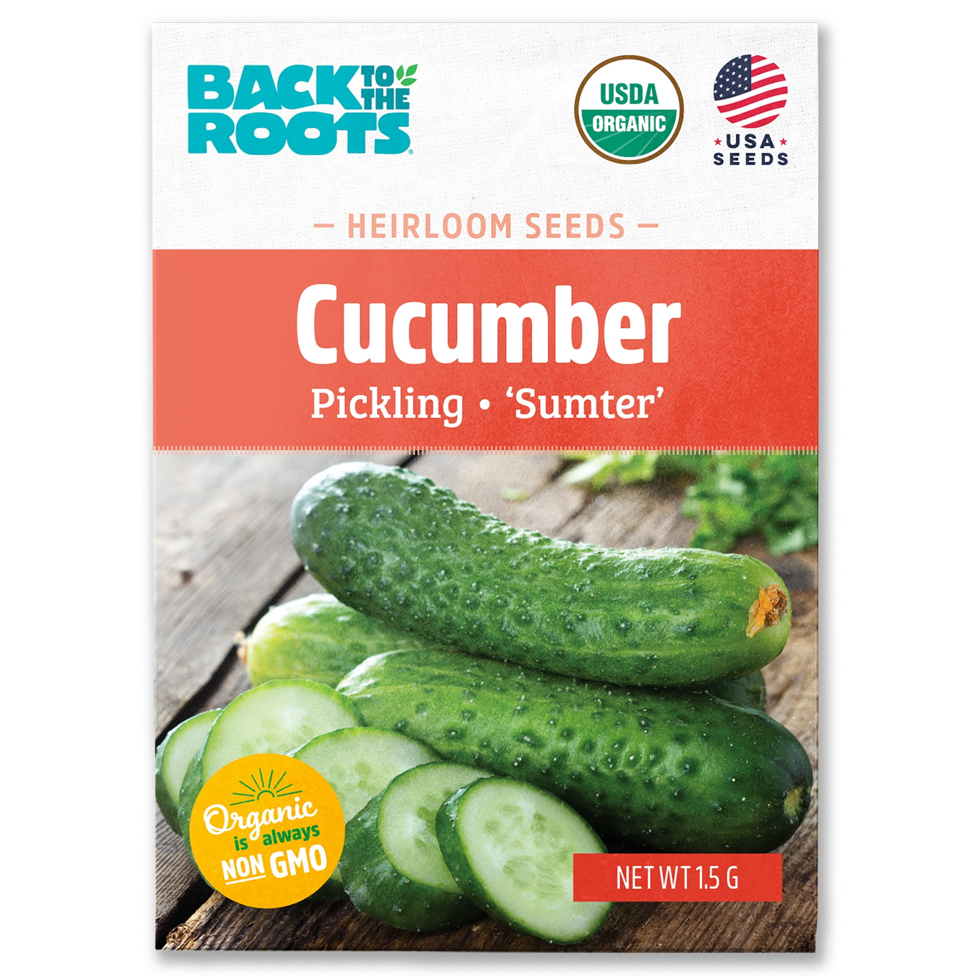 Back to the Roots Organic Sumter Cucumber Pickling Seeds, Heirloom, 6 ...