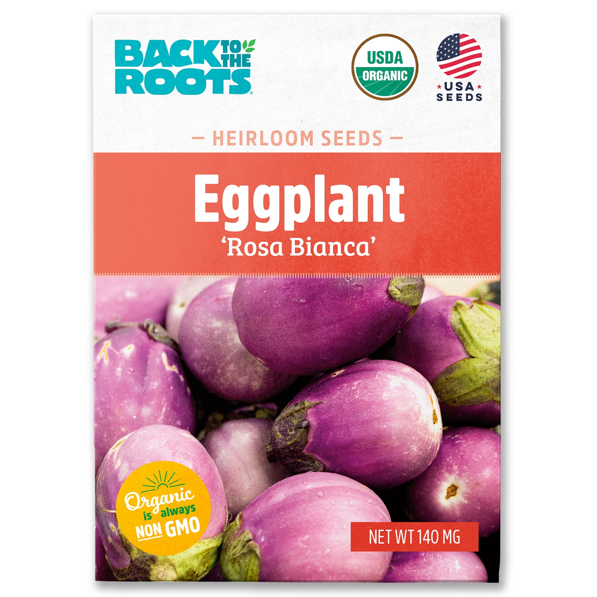 Back to the Roots Organic Eggplant Rosa Bianca, Heirloom Seeds for ...