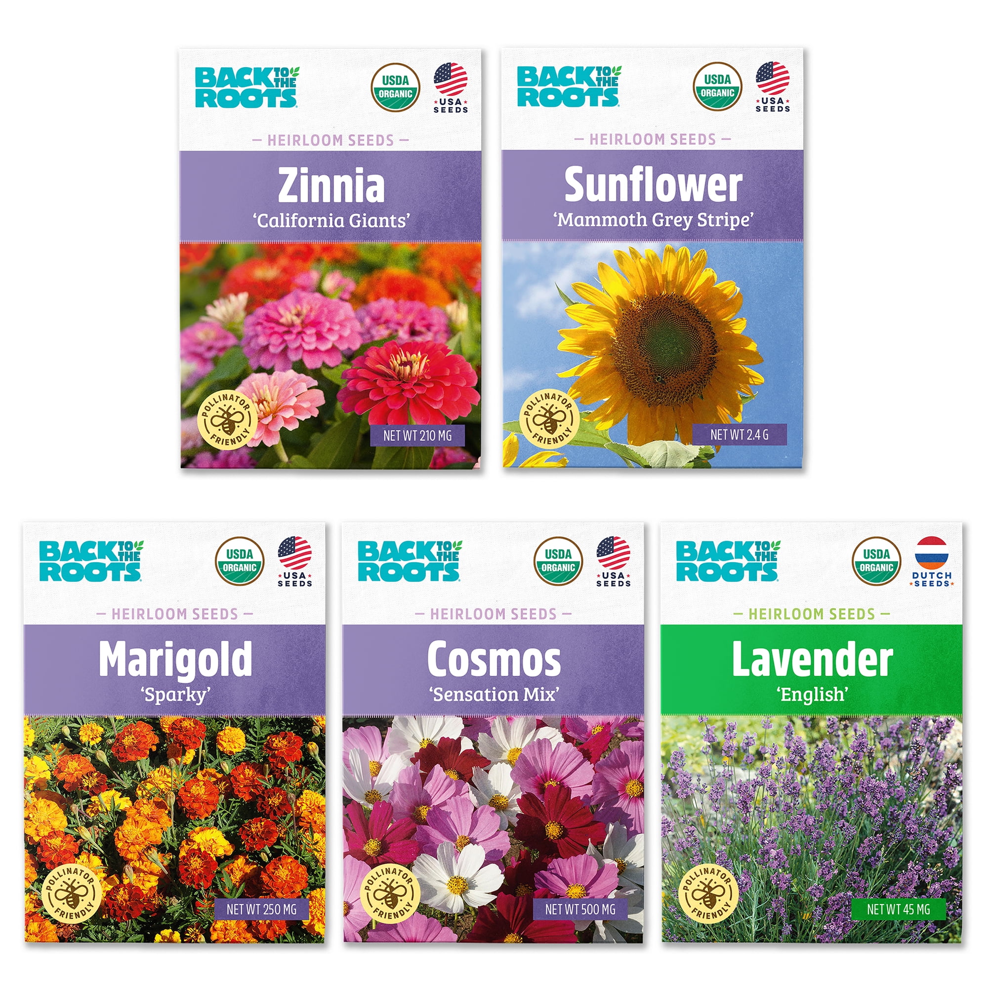 Back to the Roots Organic Flower Seeds Variety Pack (5 Pack) - Walmart.com