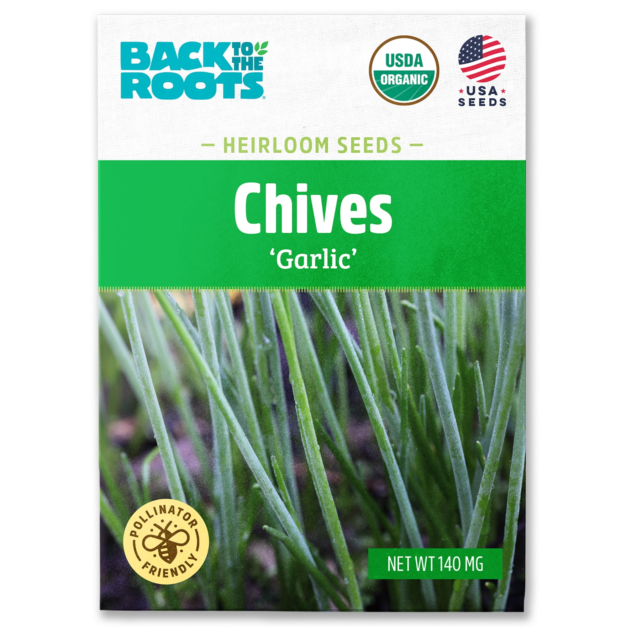 Back to the Roots Organic Garlic Chives Gardening Seeds, 1 Packet ...