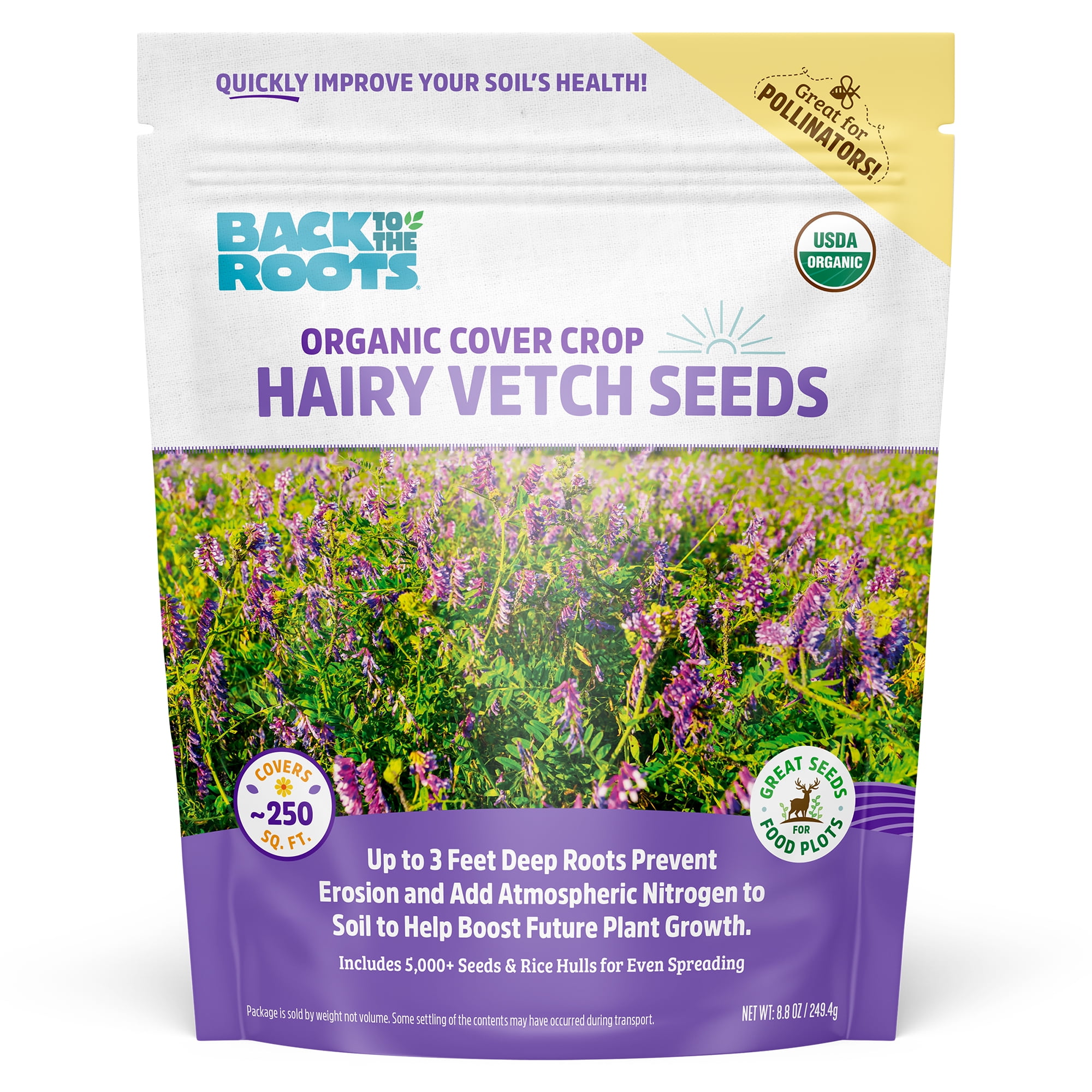 Back to the Roots Organic Hairy Vetch Cover Crop Seeds, covers ~250 sq ...