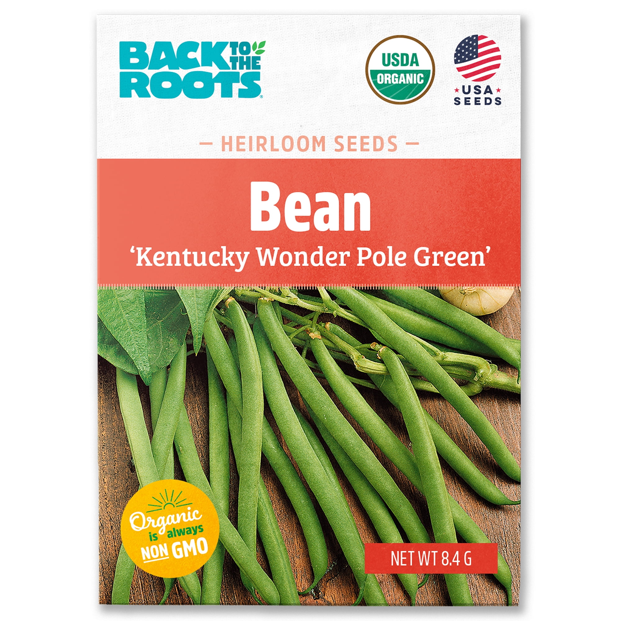 Back to the Roots Organic Kentucky Wonder Pole Green Bean Garden Seeds ...