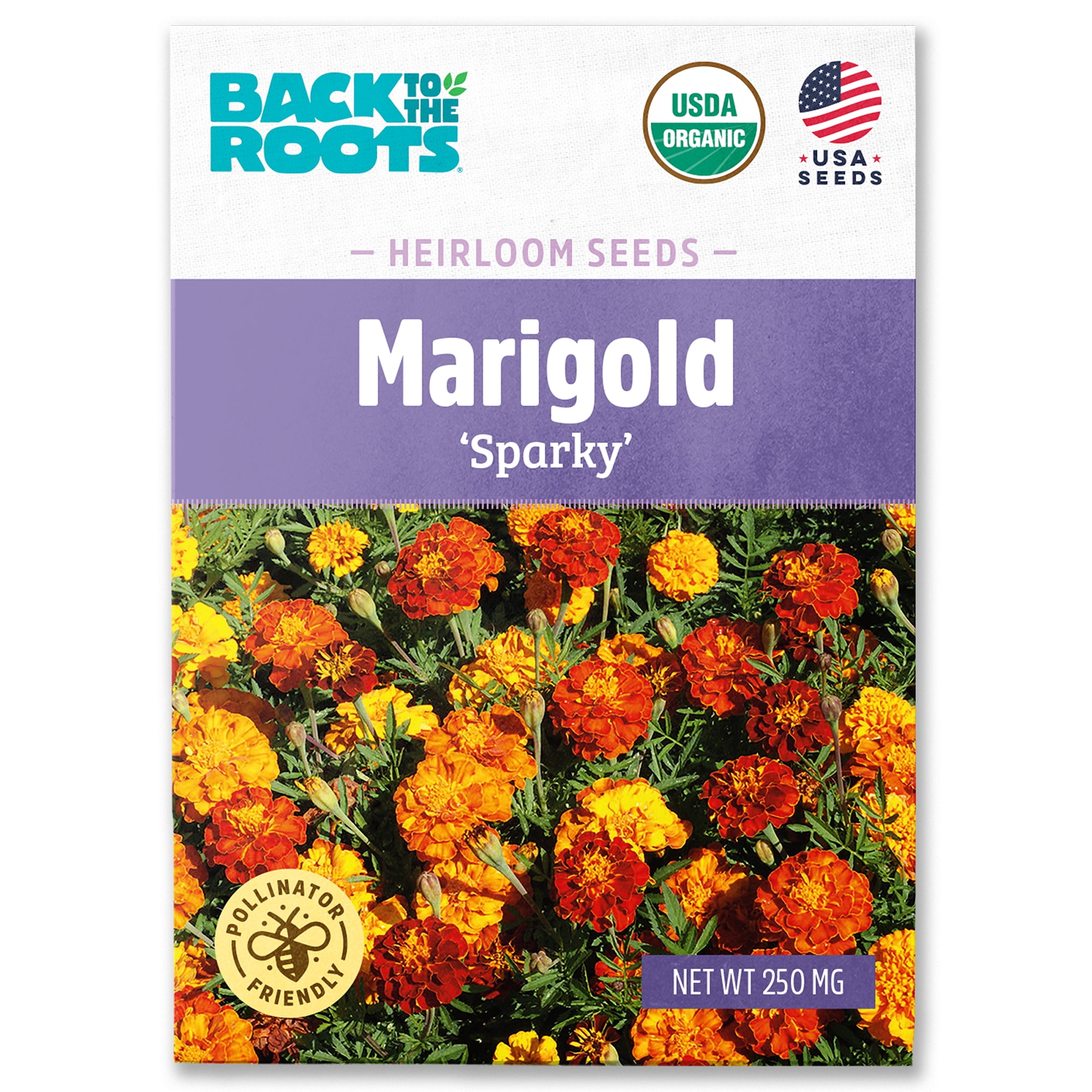 Back to the Roots Organic Marigold 'Sparky', 1 Seed packet - Walmart.com