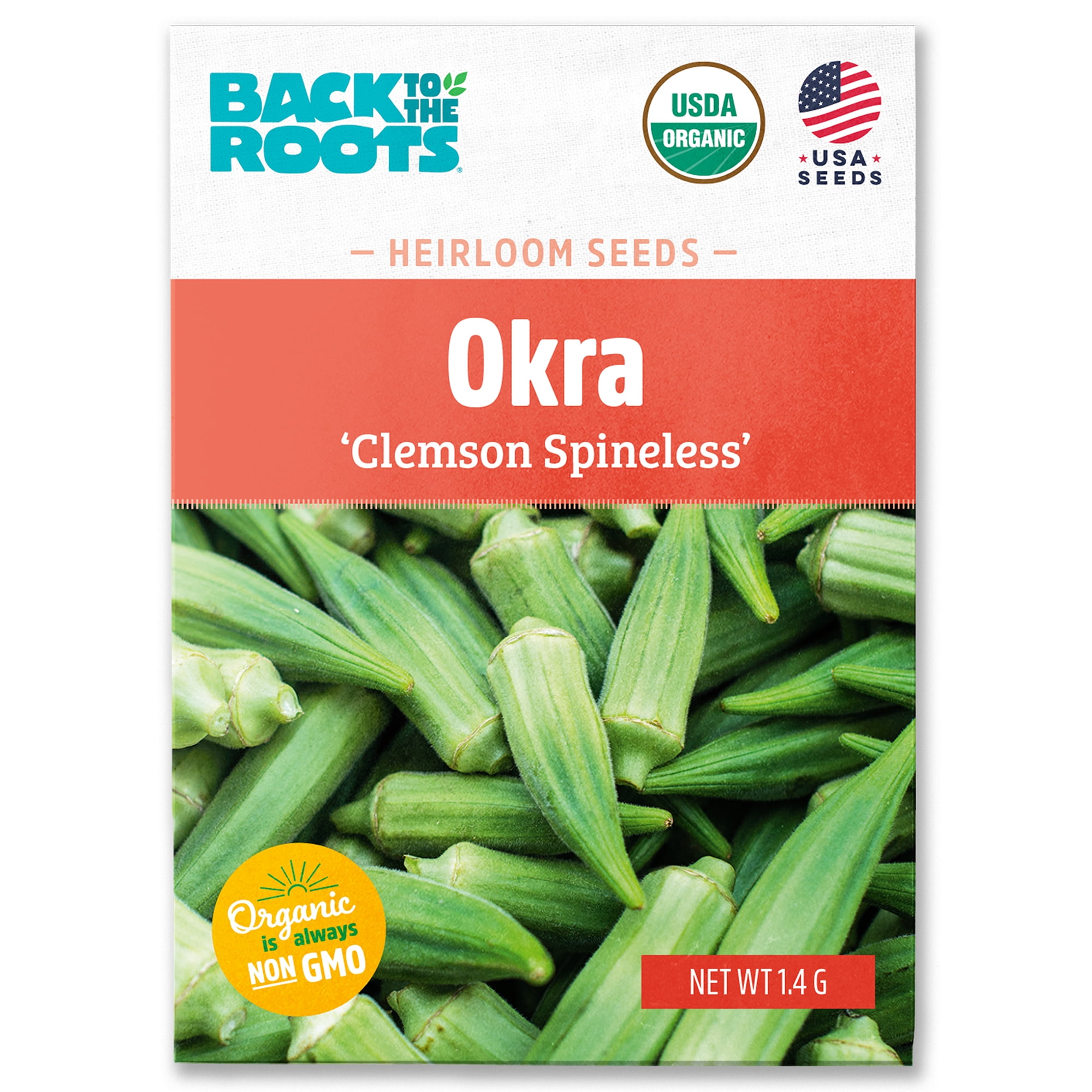Back to the Roots Clemson Spineless Okra 80 Seeds - Heirloom Variety ...