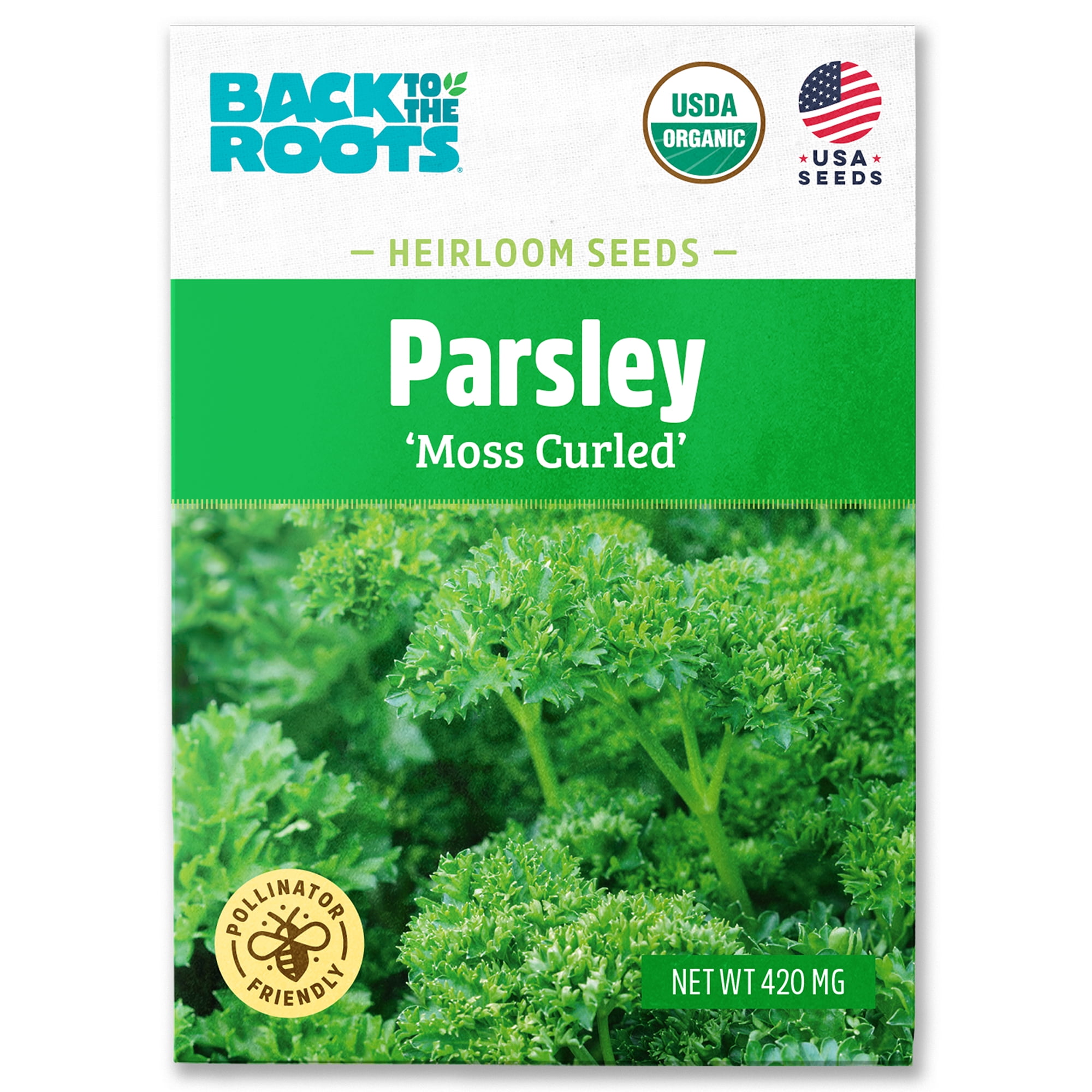 Back to the Roots Organic Double Curled Parsley 1 Seed Packet, Heirloom ...
