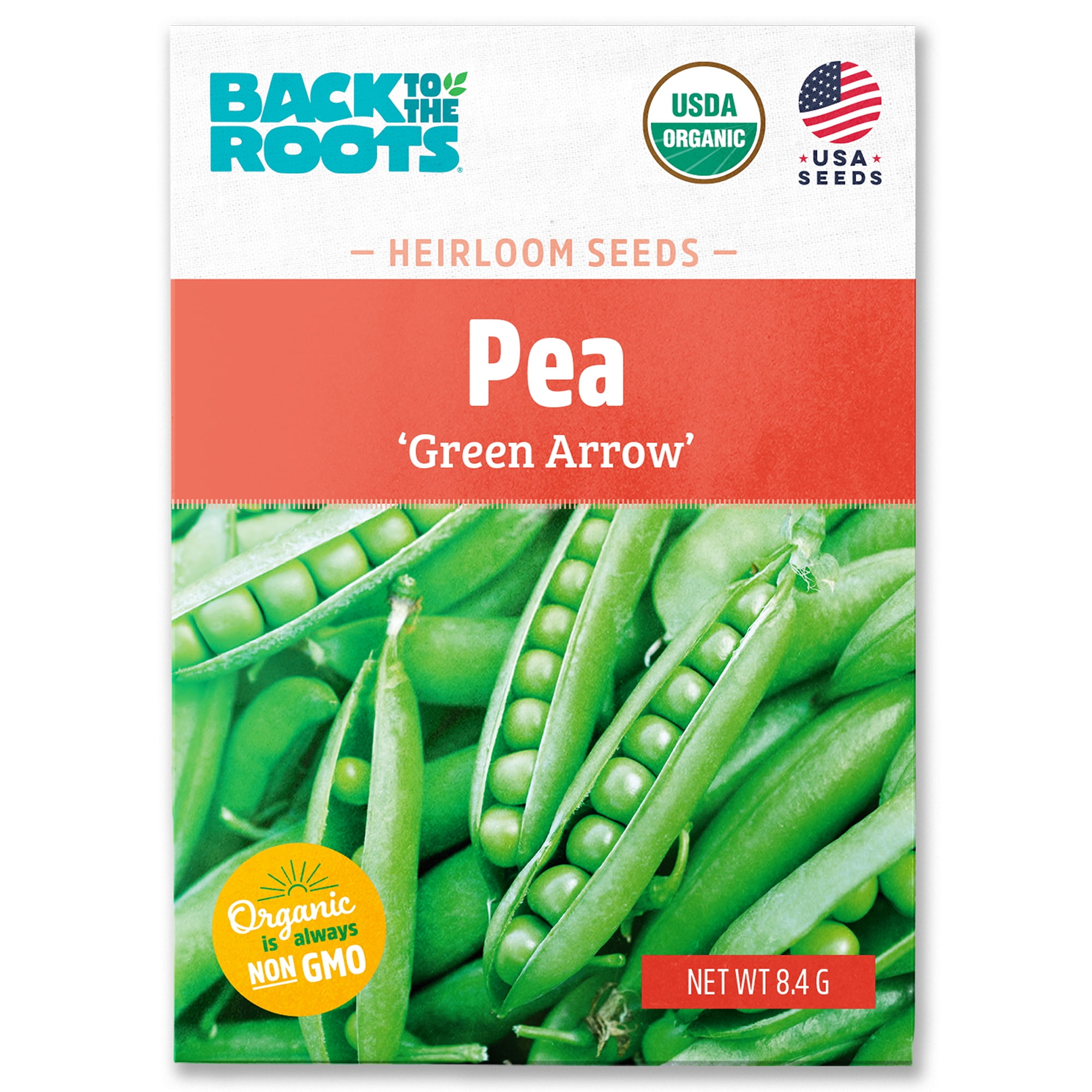 Back to the Roots Organic Pea 'Green Arrow', 1 Seed packet - Walmart.com