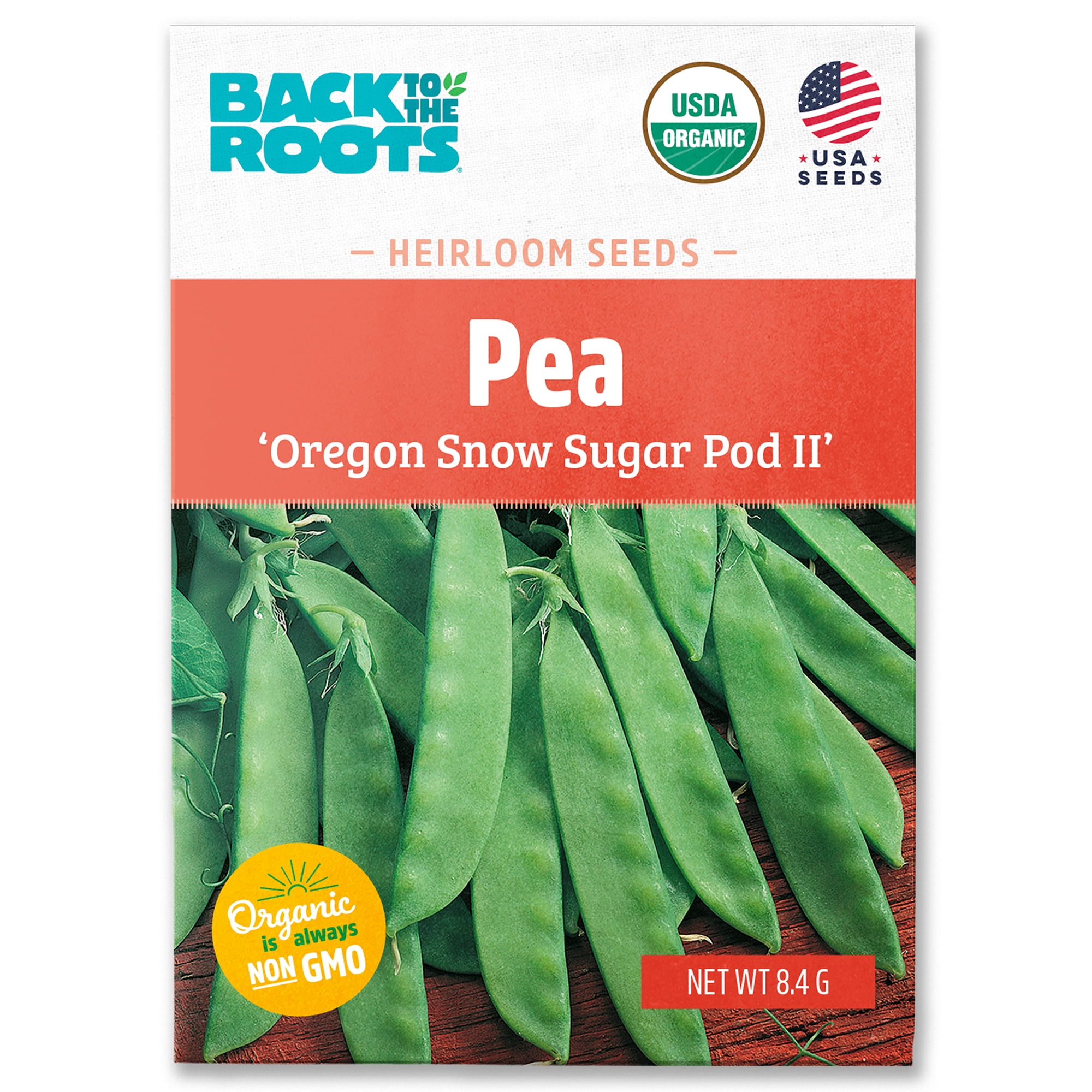 Back to the Roots Organic Pea 'Oregon Sugar Pod II', 1 Seed packet ...