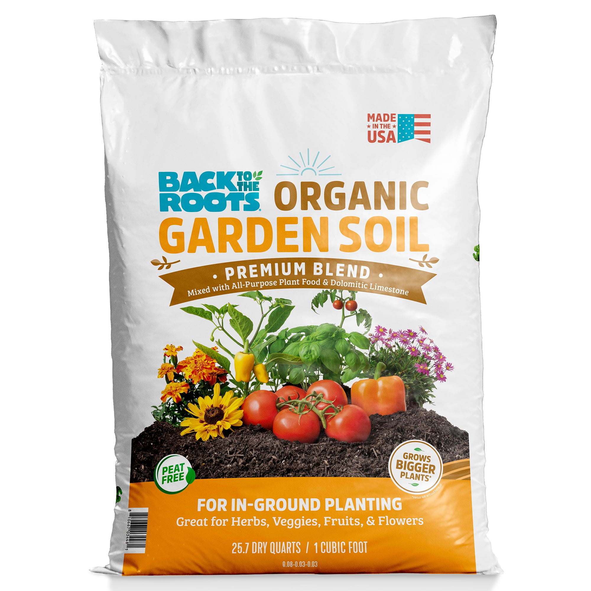 Back to the Roots Organic Premium Blend Garden Soil, 1 Cubic Foot Bag ...