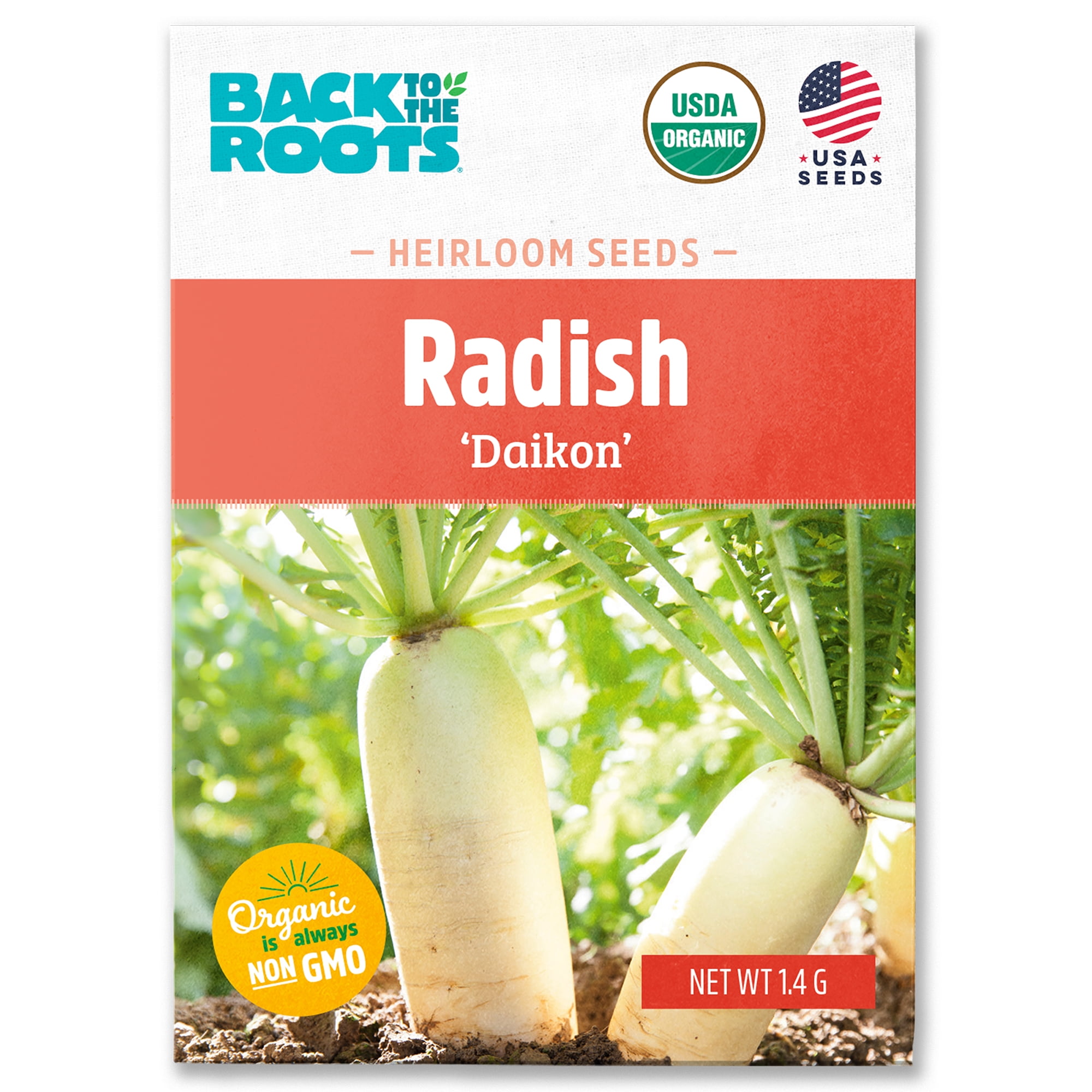 Back to the Roots Organic Daikon Radish Seeds 10-12 inch large white ...