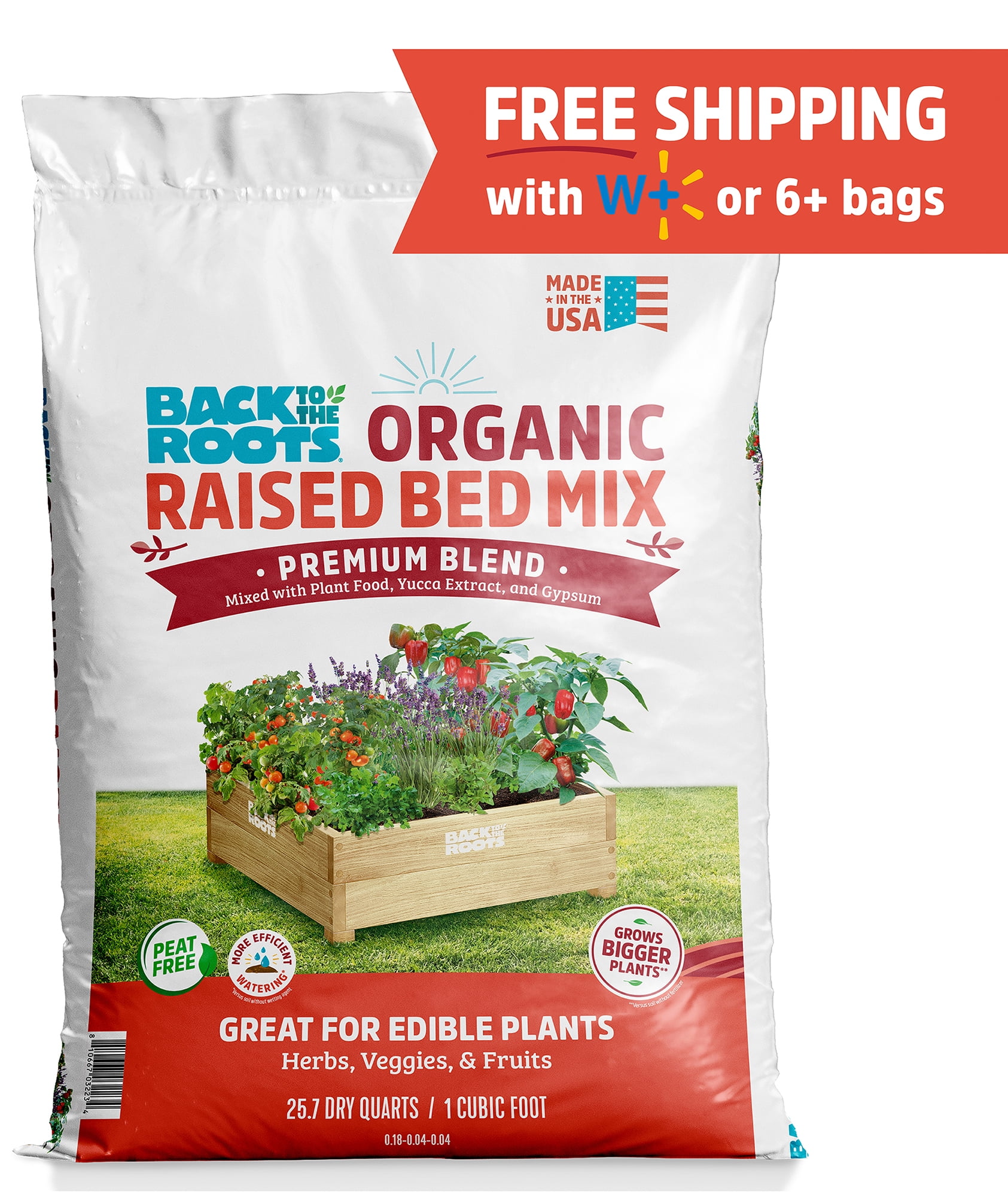 Back to the Roots Organic Raised Bed Soil Mix Premium Blend, 1 cu ft ...