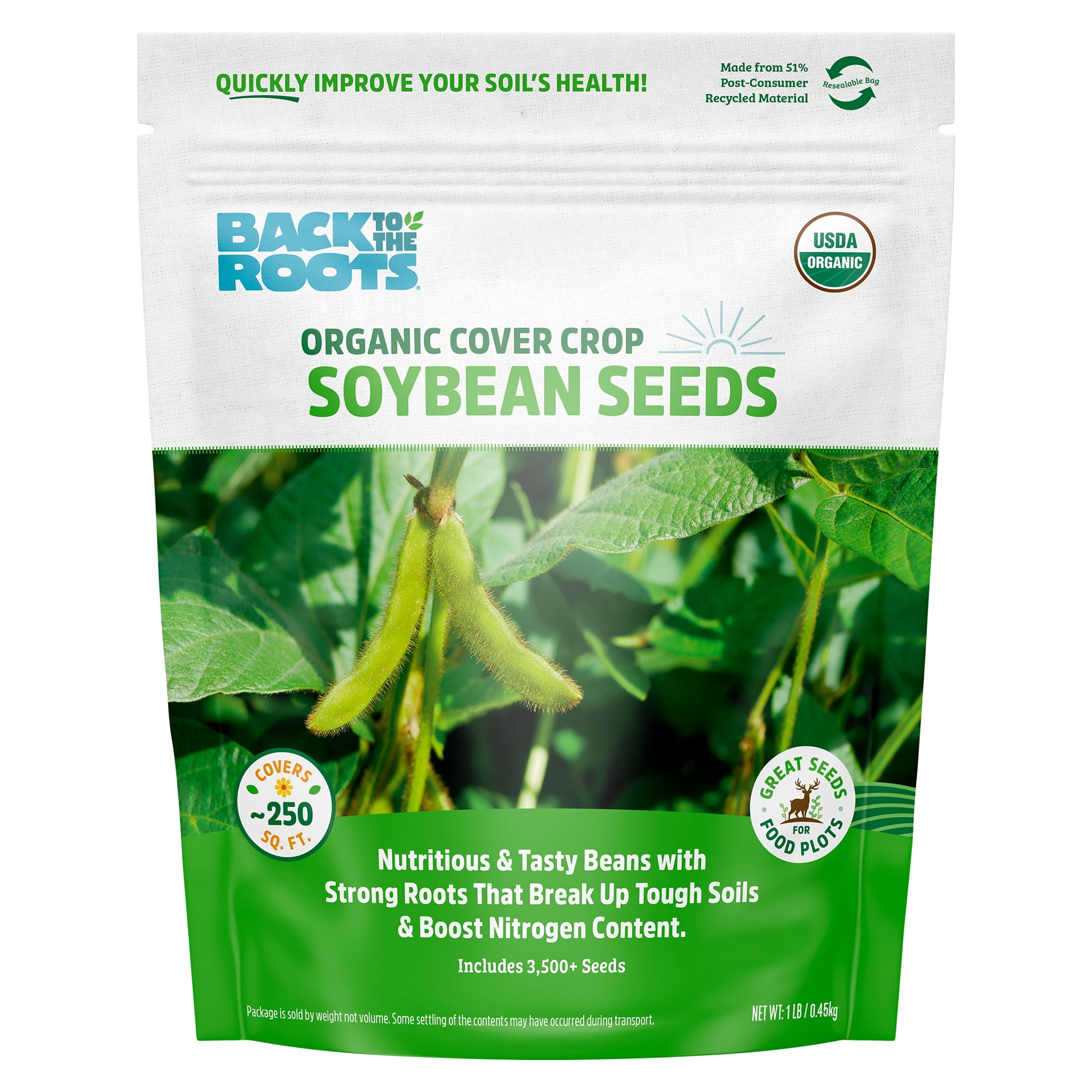 Back to the Roots Organic Soybean Cover Crop Seeds, covers ~250 sq. ft ...