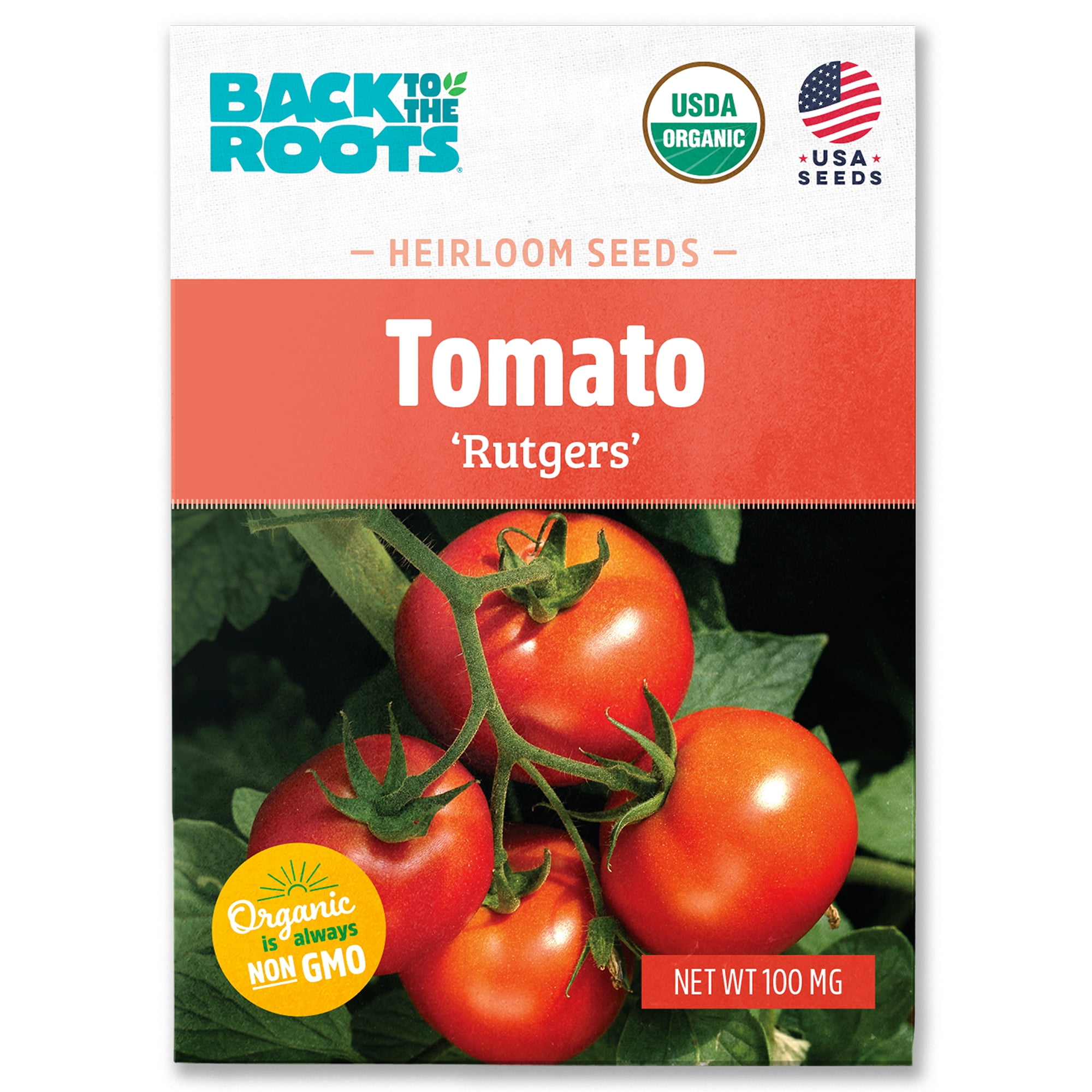 Back to the Roots Organic Tomato Rutgers Seed Packet, Heirloom Open ...