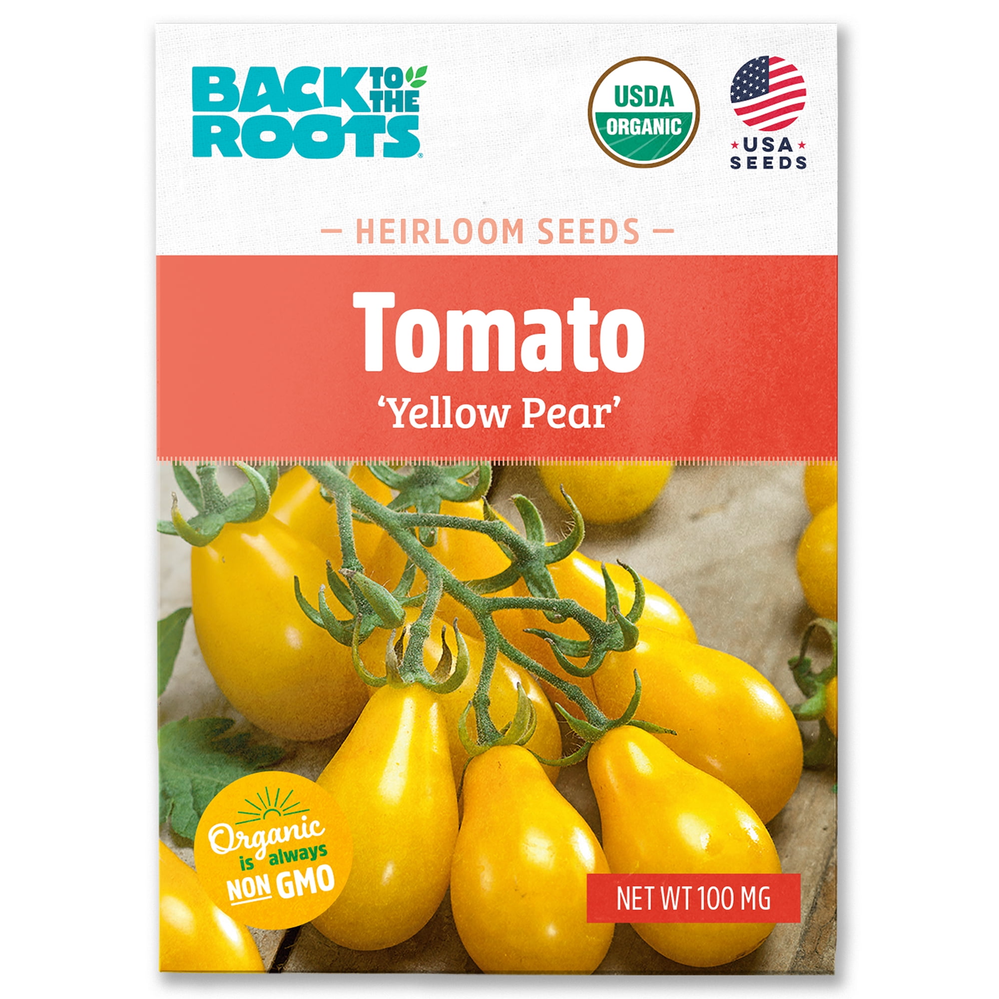 Back to the Roots Organic Tomato 'Yellow Pear', 1 Seed packet - Walmart.com