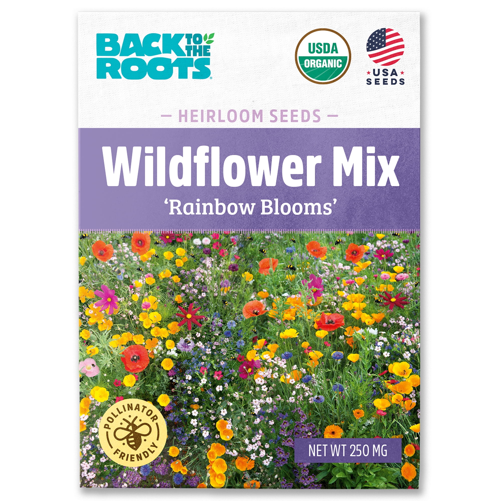Back to the Roots Wildflower Mix 1 Seed Packet with 16 Varieties ...