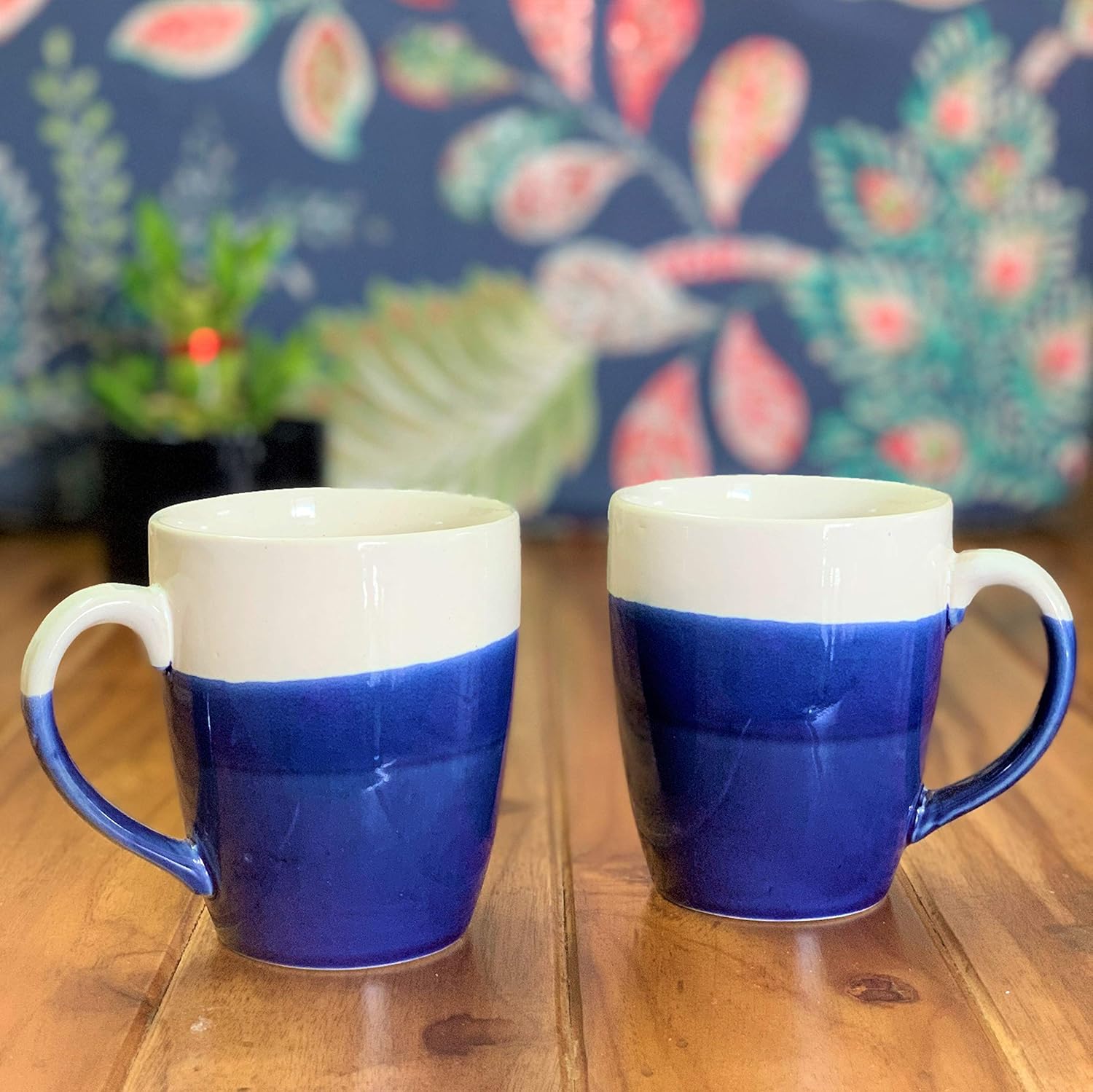 BackSpace Retail Ceramic Pottery Coffee MugsTeacups Set of 2 Double ...