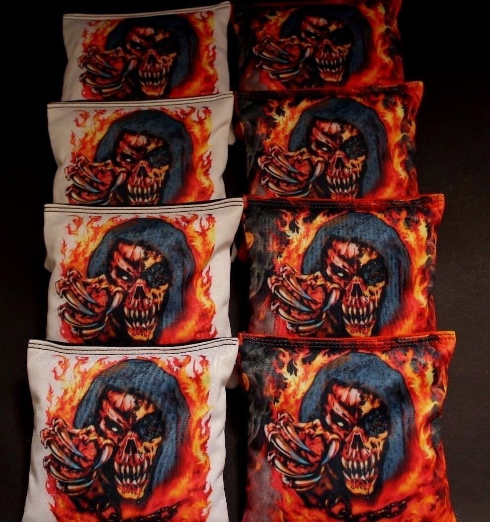 BackYardGamesUSA Villain Phantom Skeleton Flames 8 Regulation Cornhole ...