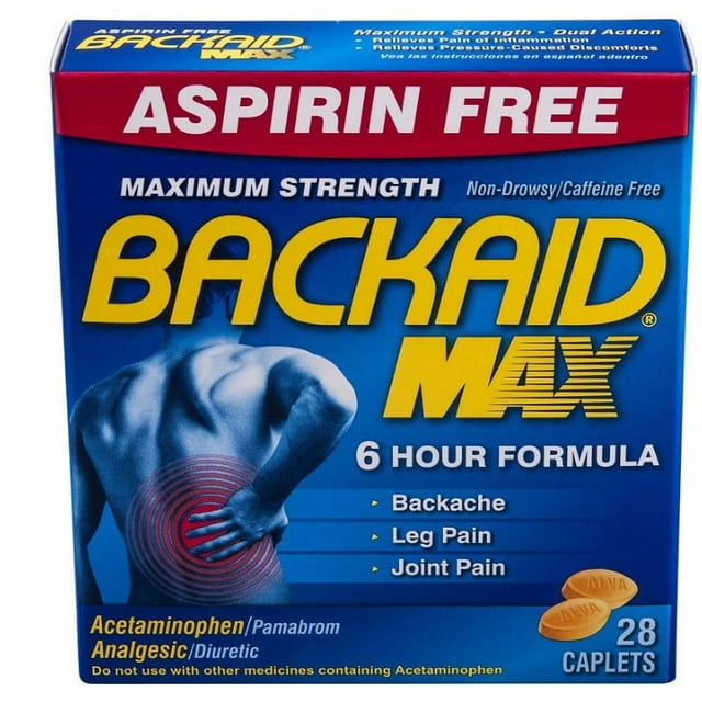 Backaid Maximum Strength Backache Pain Relief, Non Drowsy - 28 Pills, 2 ...