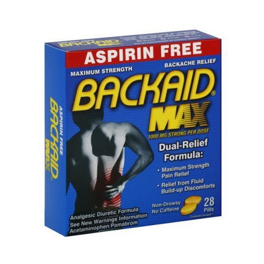Backaid Maximum Strength Backache Pain Relief, Non Drowsy - 28 Pills, 3 ...